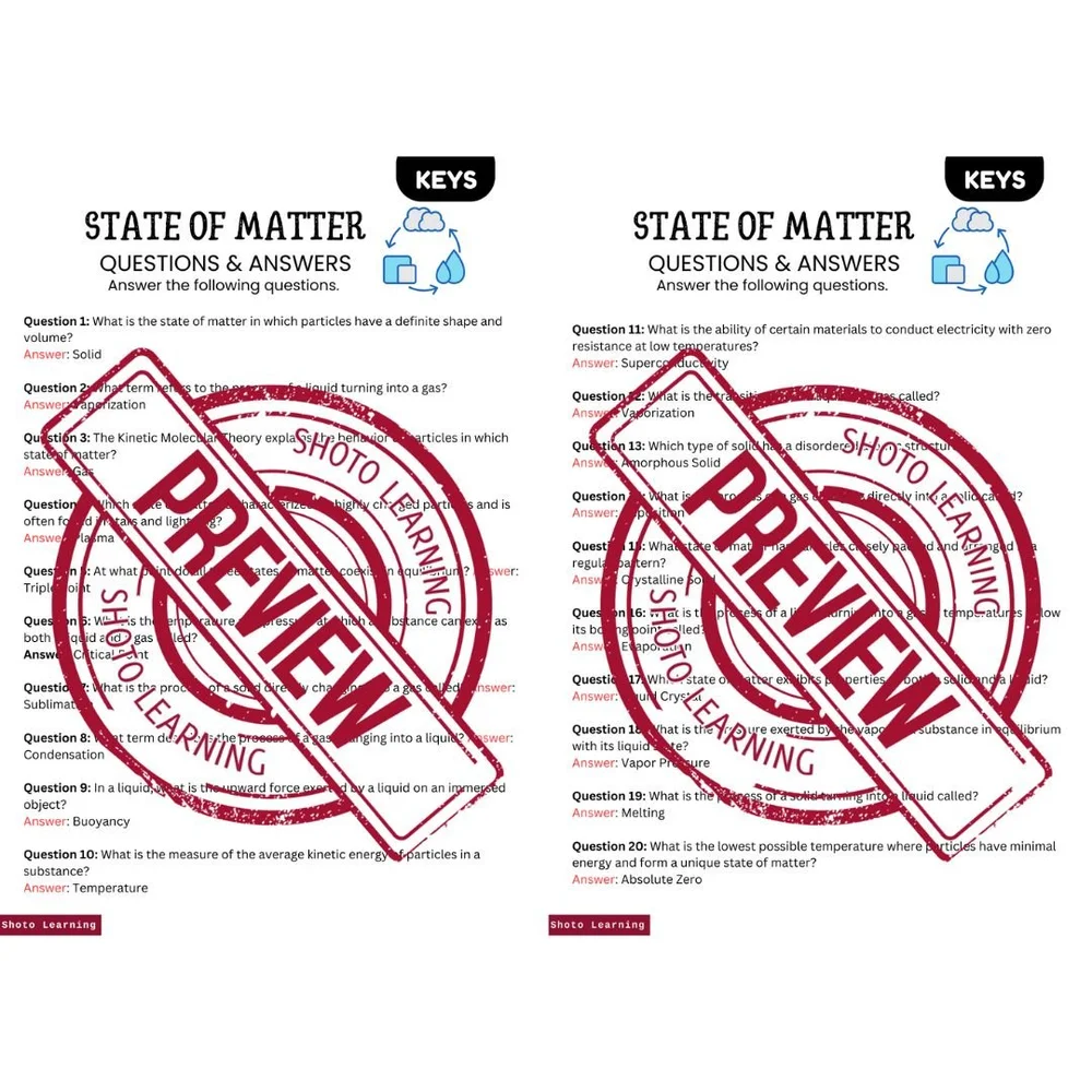 States of Matter Worksheets for Kids: 10 Fun Activities