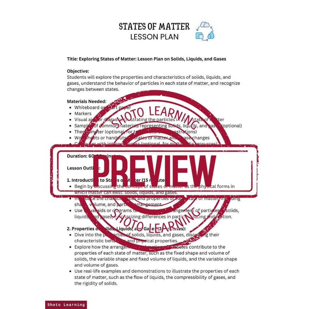 States of Matter Poster & Worksheet | Free for Kids