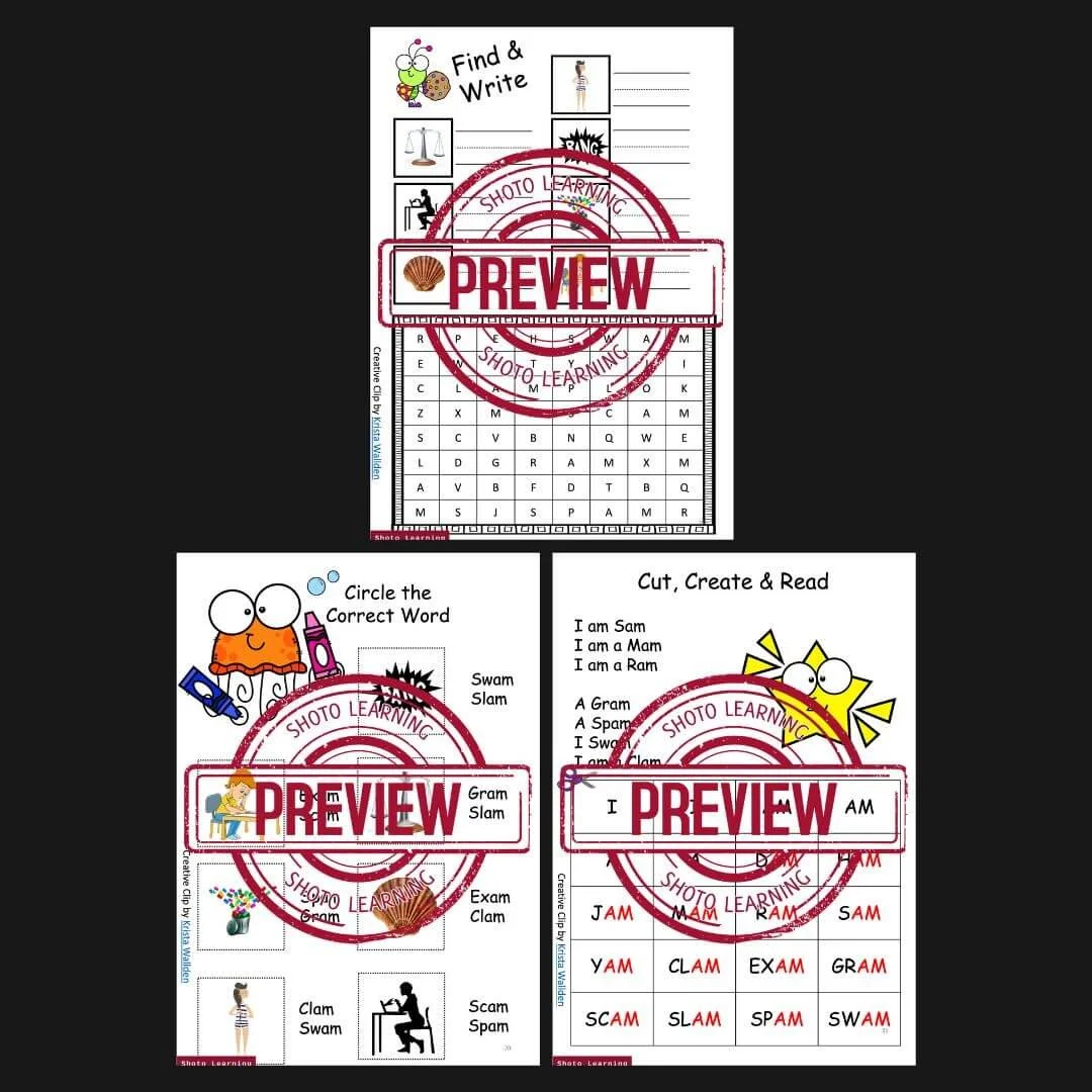 EN Word Family CVC Blend Worksheet Bundle for Speaking, Reading & Writing