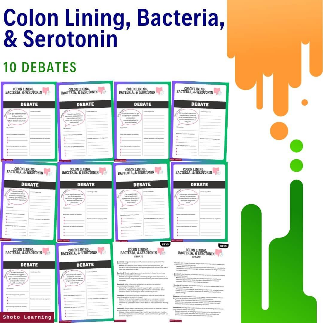 Gut Health Debate Worksheet: Colon, Bacteria, Serotonin