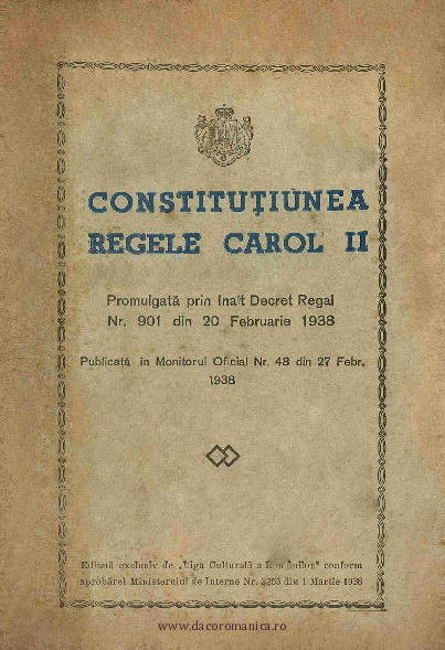1938 CONSTITUTION — THE ROYAL HOUSE OF HOHENZOLLERN-SIGMARINGEN ROMANIA