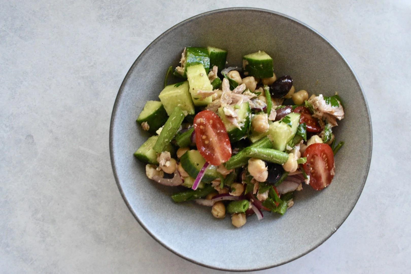 TUNA, CHICKPEA, FETA & OLIVE SALAD — Wholesome by Sarah