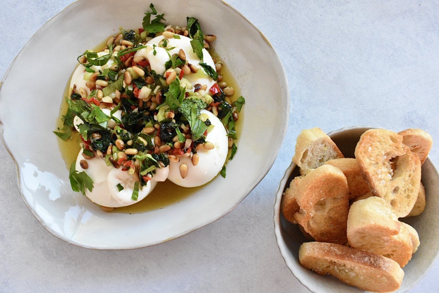 BURRATA WITH SIZZLING FLAVOURED OIL — Wholesome by Sarah