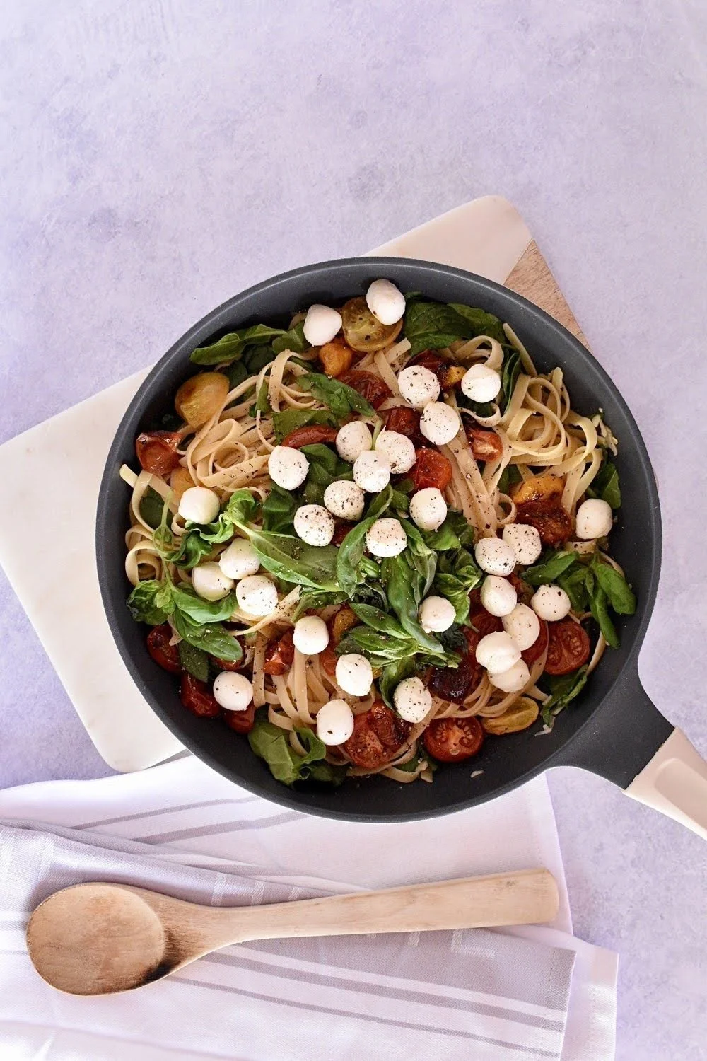 CHERRY TOMATO, BOCCONCINI & CRISPY PROSCIUTTO FETTUCCINE — Wholesome by ...