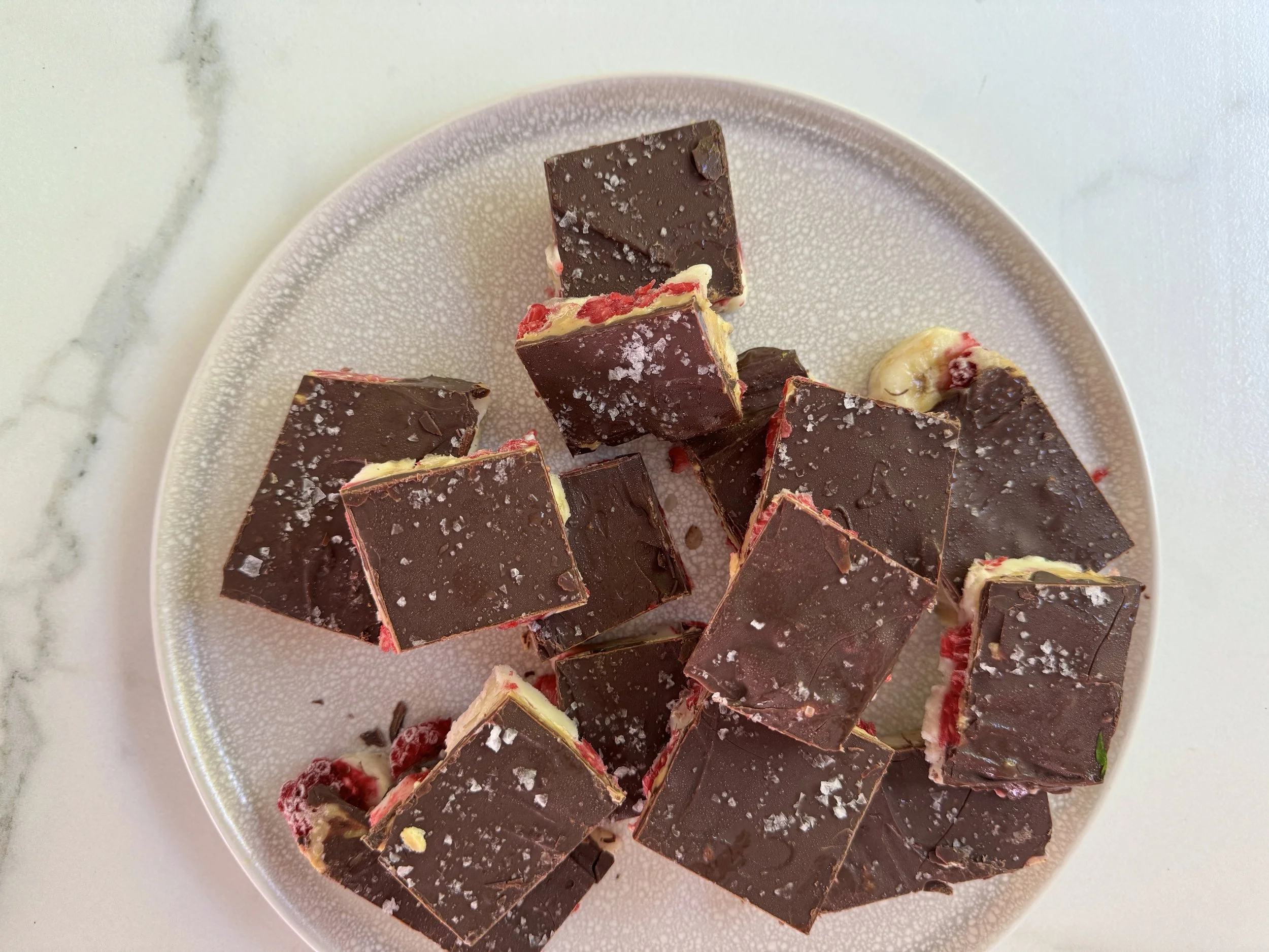 BANANA, CHOCOLATE & RASPBERRY BARK — Wholesome by Sarah