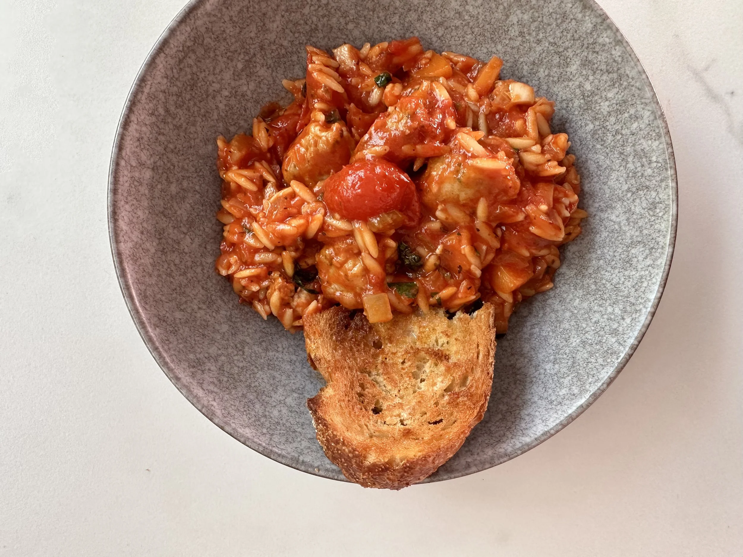 MEATBALL RISONI WITH CHERRY TOMATOES & PARMESAN — Wholesome by Sarah