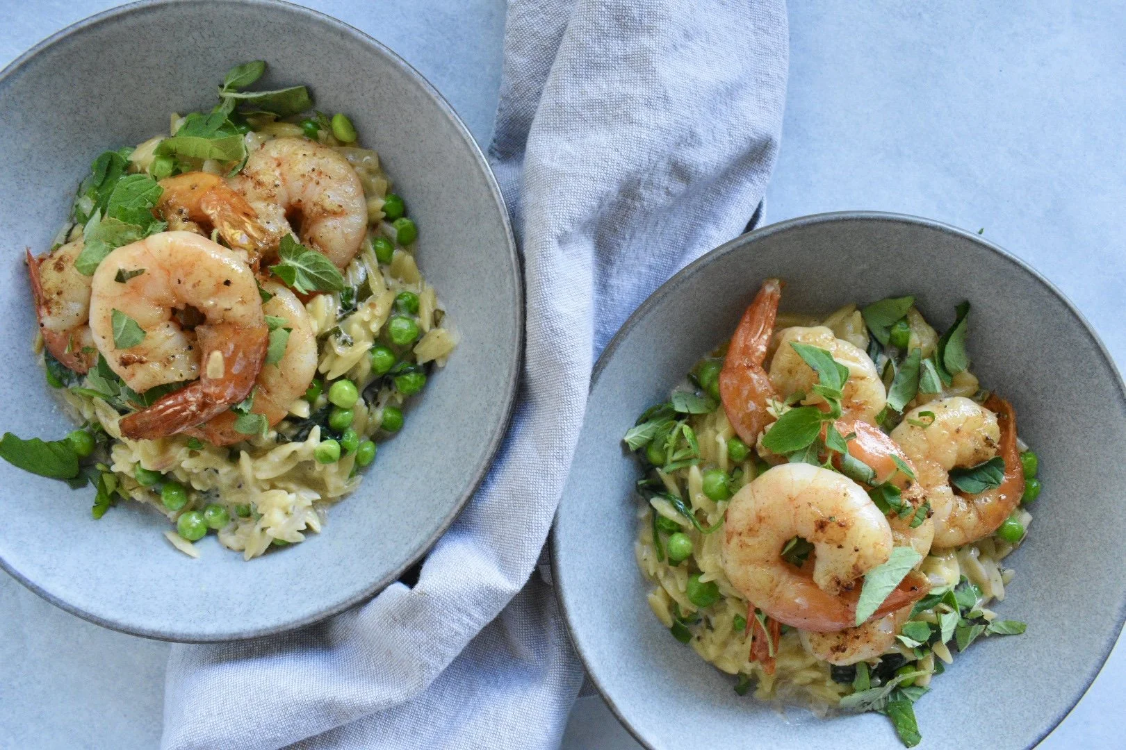CREAMY PEA RISONI WITH CRISPY PRAWNS — Wholesome by Sarah