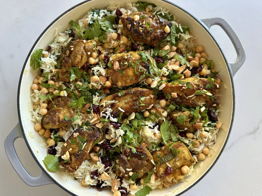 MIDDLE EASTERN CHICKEN WITH CHICKPEA & CRAISIN RICE — Wholesome by Sarah