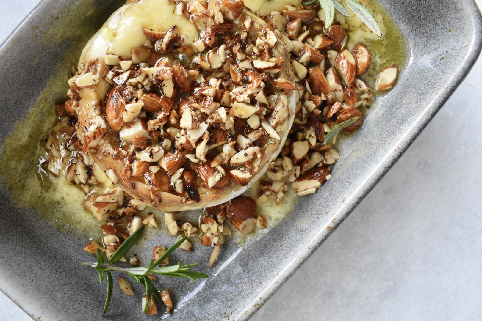BAKED BRIE WITH TOASTED HONEY ALMONDS — Wholesome by Sarah