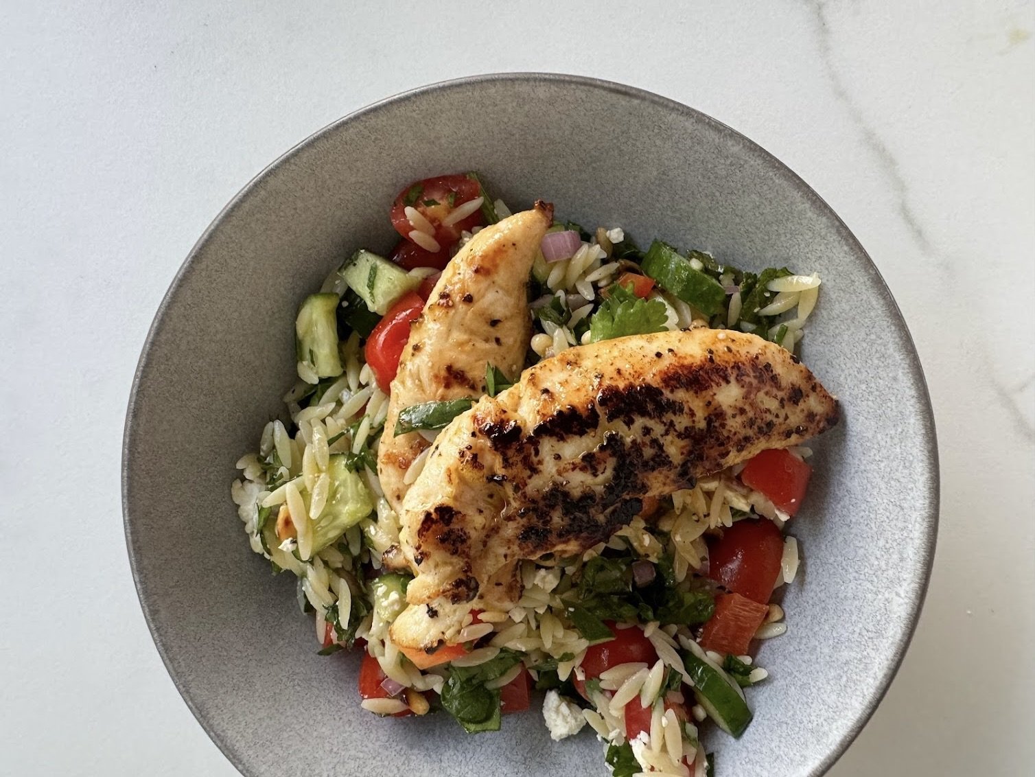 LEMON PEPPER CHICKEN & RISONI SALAD — Wholesome by Sarah