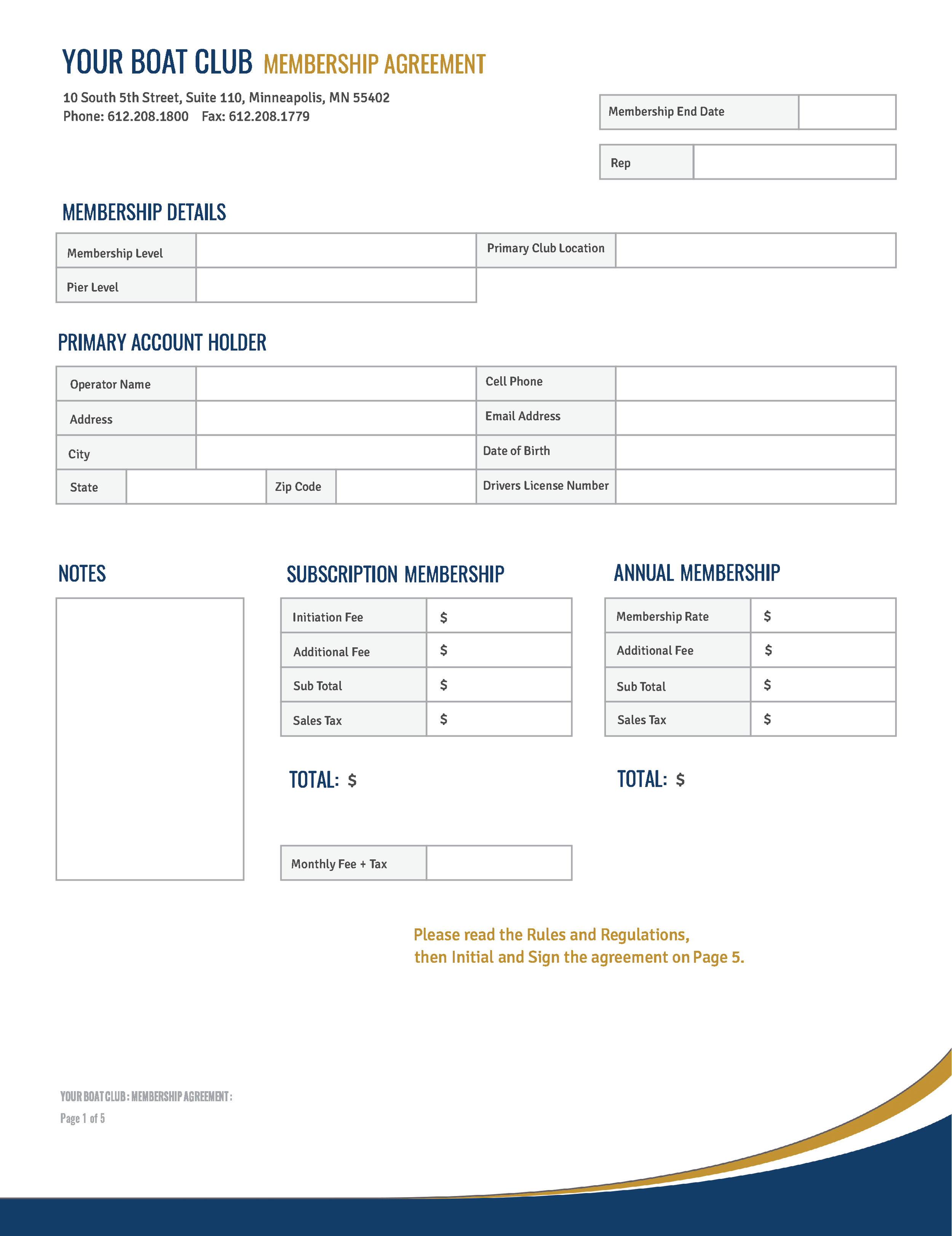 Membership Agreement | Your Boat Club