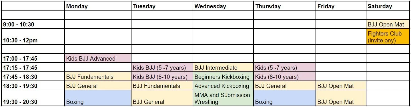Mellow BJJ - Brazilian Jiu Jitsu | Class Schedule