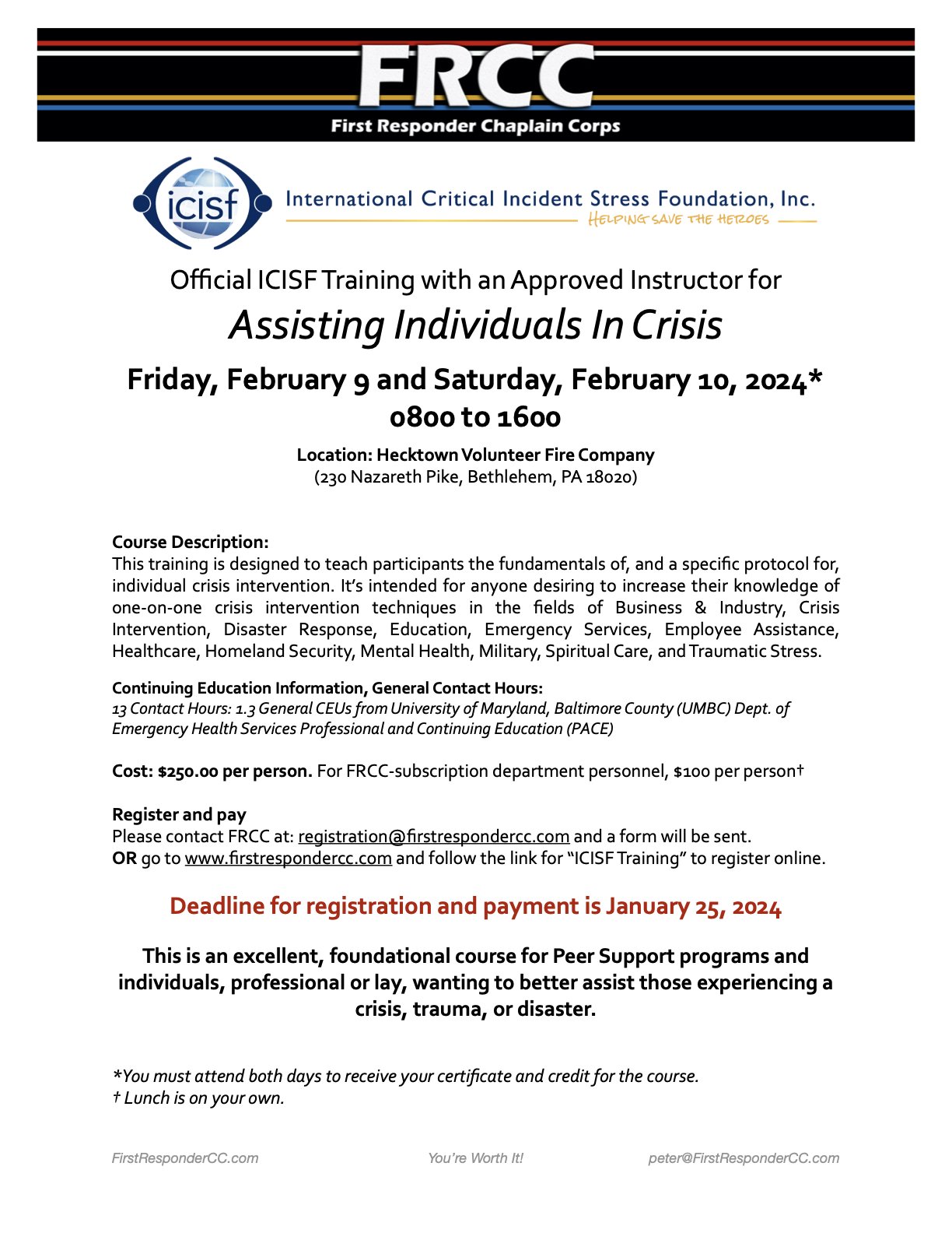 ICISF Training — FRCC