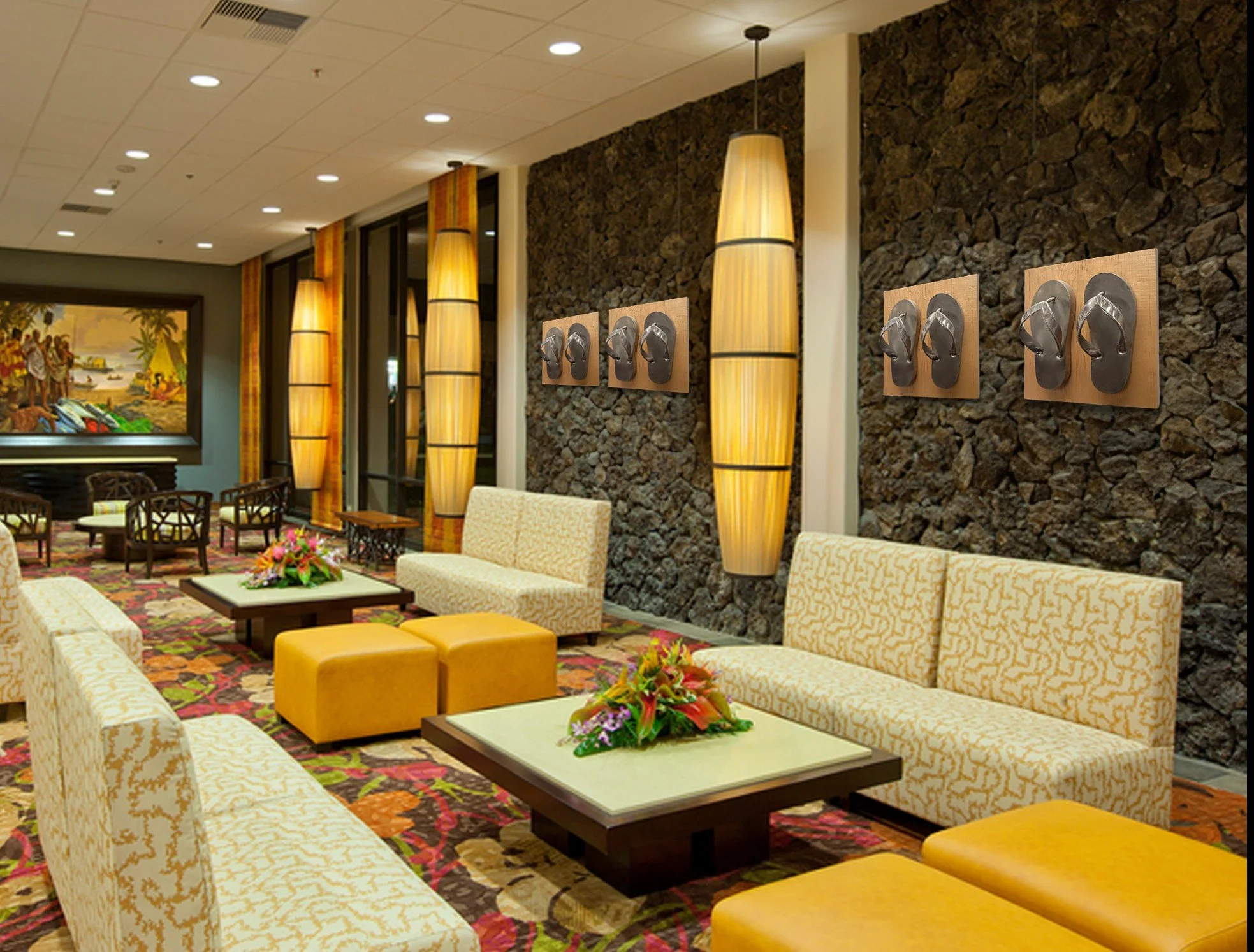 Chrome Plate Sandals Mounted to Wood Wall Display — STEEL THREADS