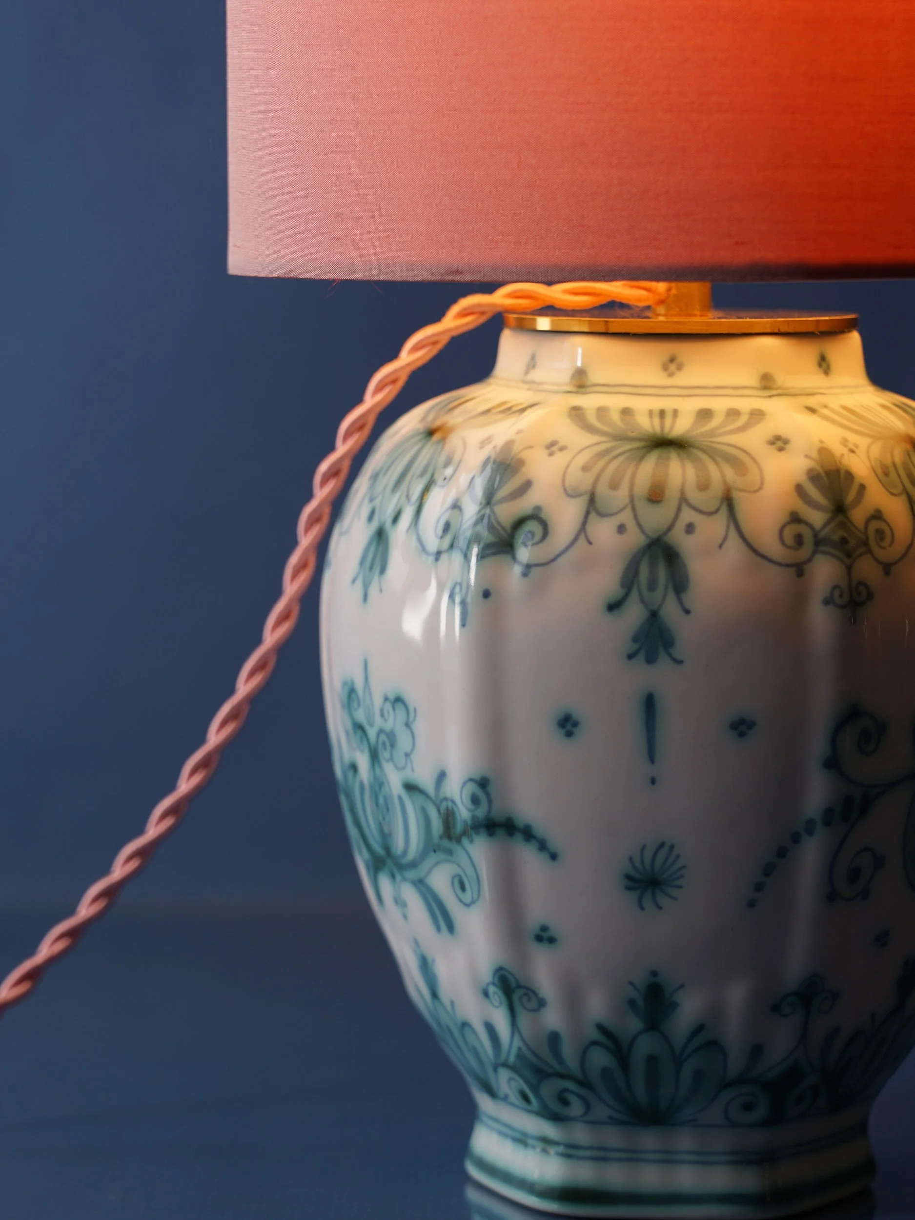 Large Table Lamp from Early 18th Century Delftware Vase — Amitābha Studio