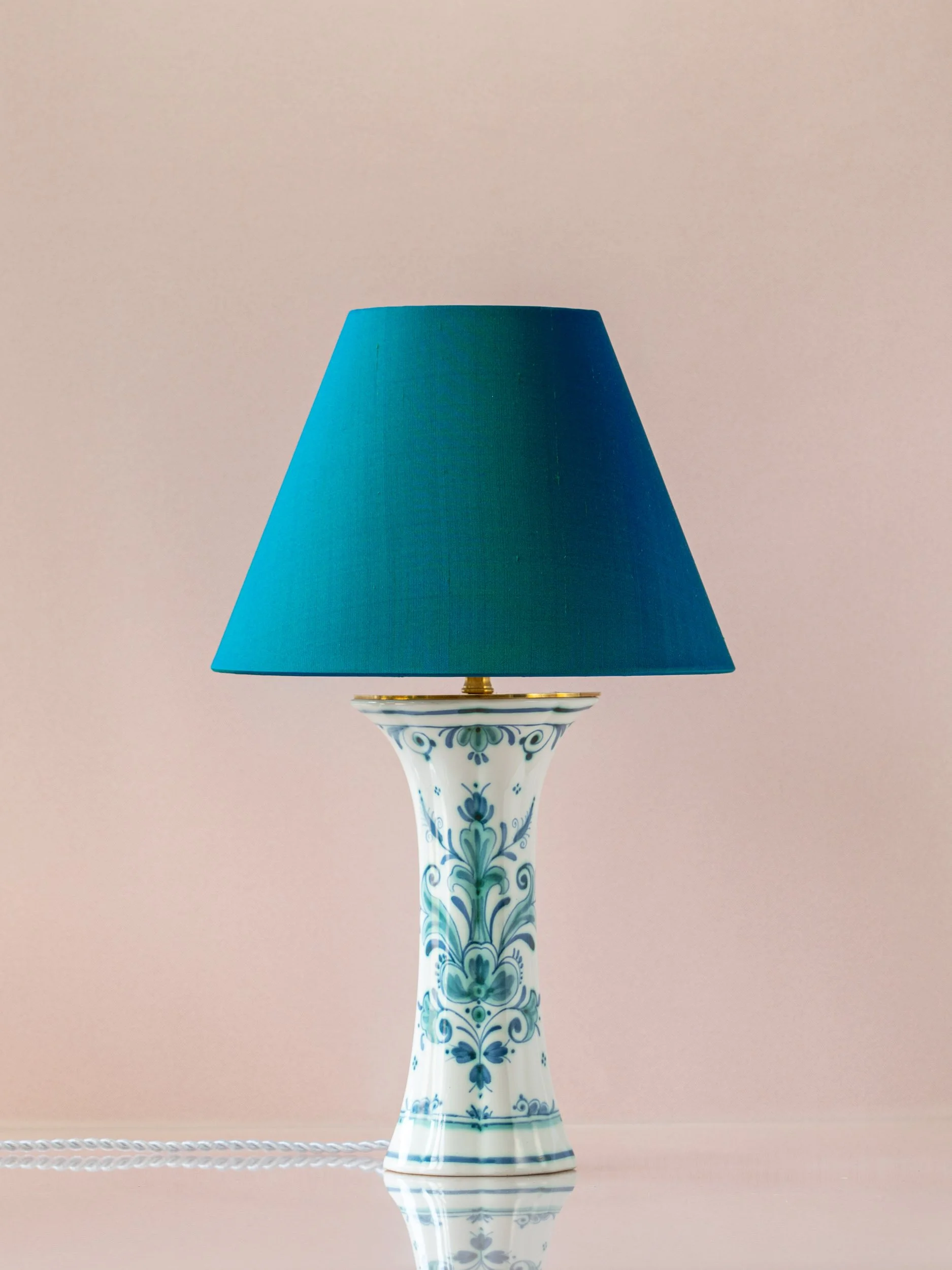 Large Table Lamp from Early 18th Century Delftware Vase — Amitābha Studio