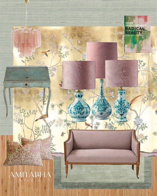 Royal Delft Delvert Vintage Table Lamp, Liberty London Shade – Athena