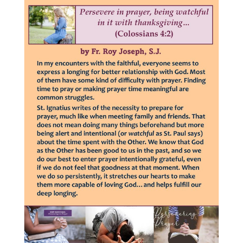 Persevere in Prayer: Reflection by Fr. Roy Joseph, S.J. — Montserrat ...