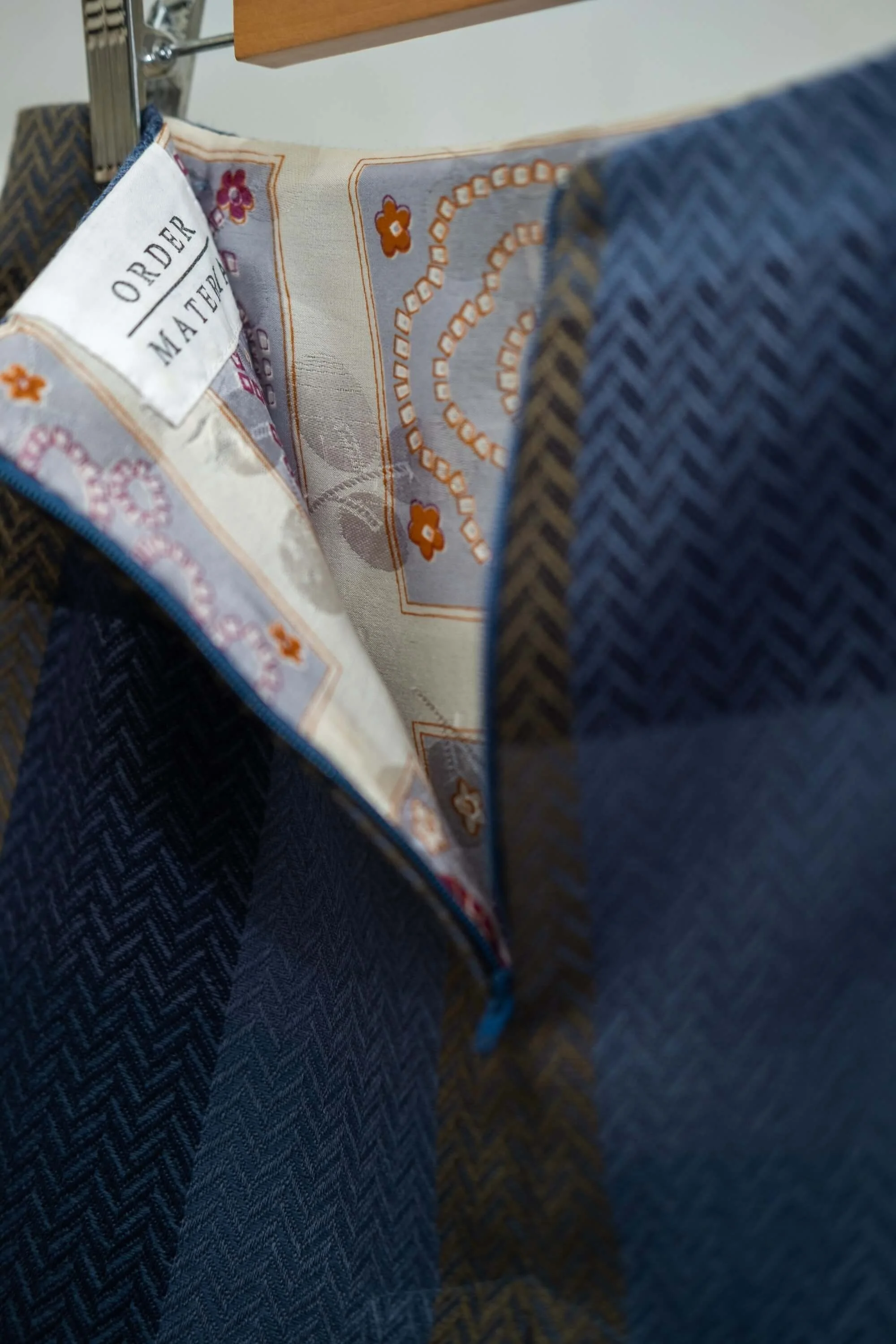 Women’s Prussian Blue, Muted Grey Blue and Olive 100% Wool Skirt with a ...