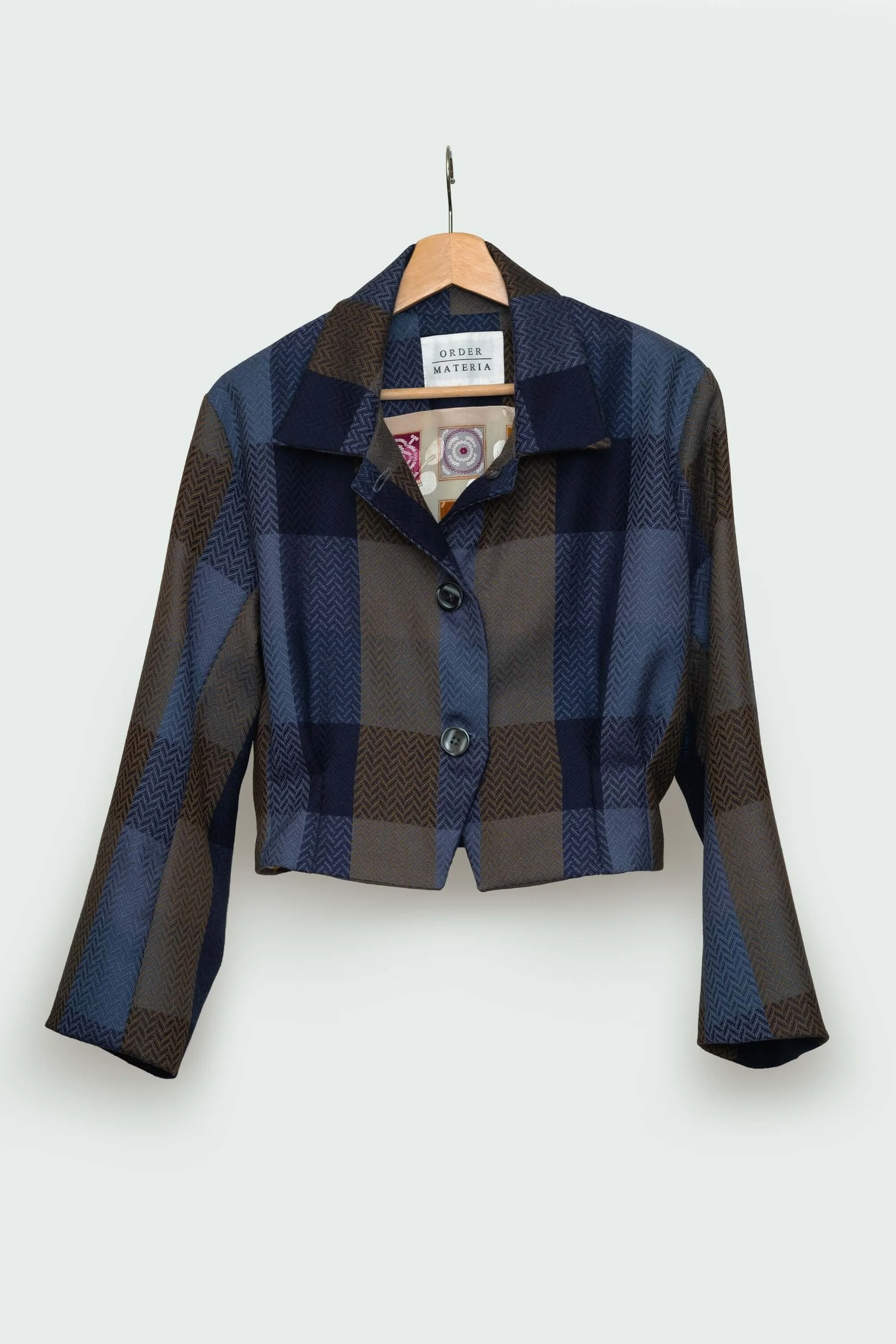 Women’s Prussian Blue, Muted Grey Blue and Olive 100% Wool Short Jacket ...