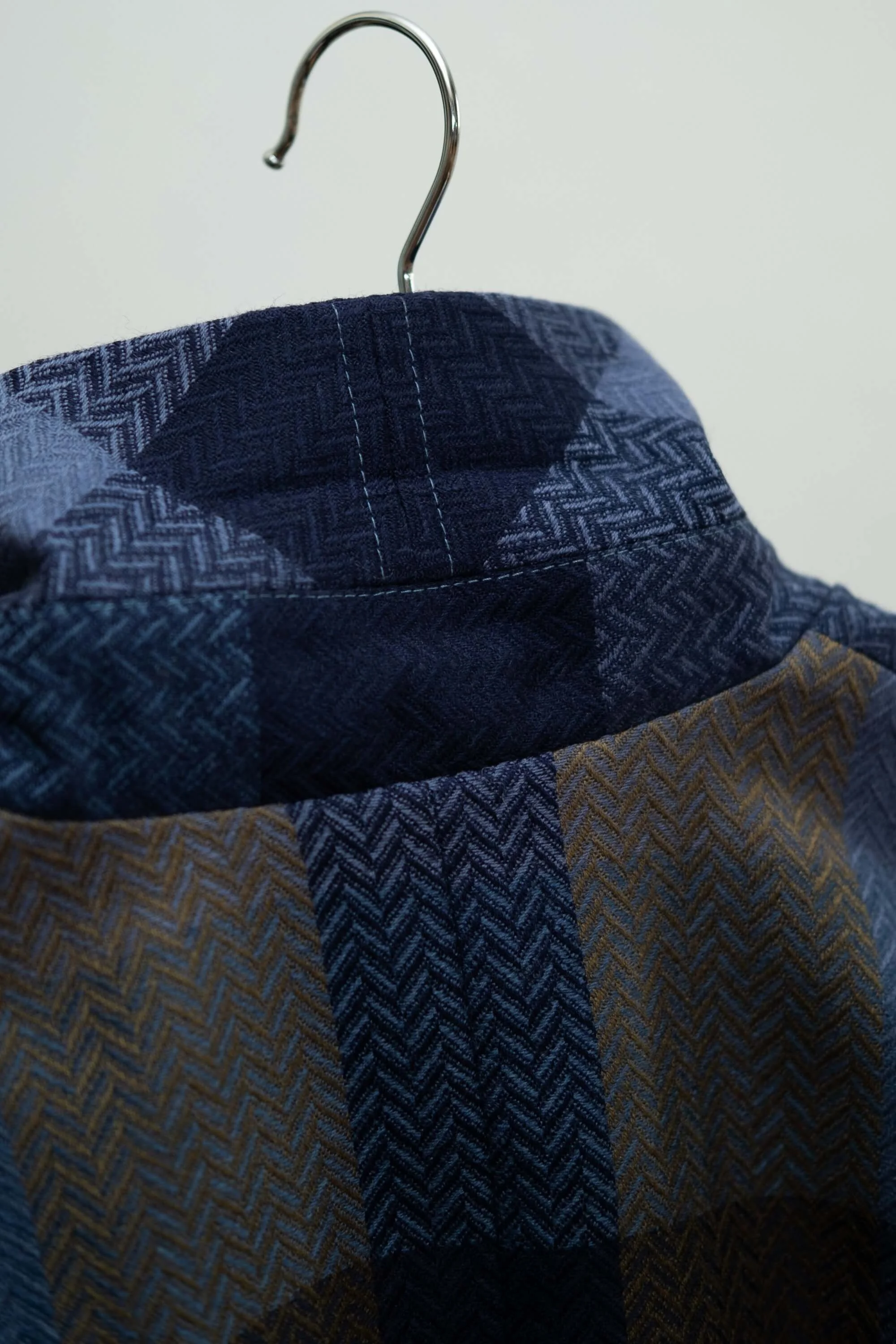 Women’s Prussian Blue, Muted Grey Blue and Olive 100% Wool Short Jacket ...