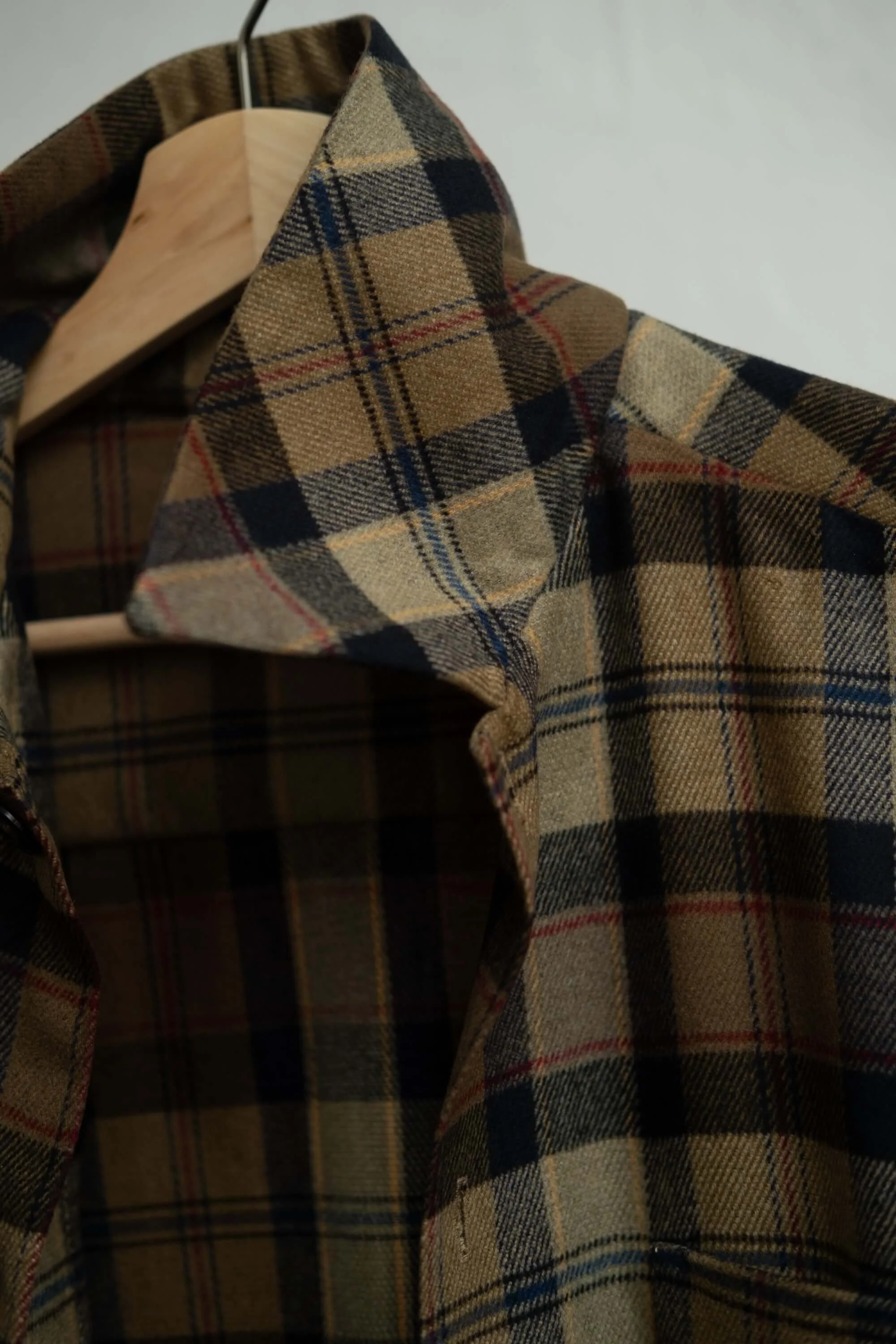 Men’s Soft Brushed Wool Olive, Light Sage Green and Darkest Blue Check ...