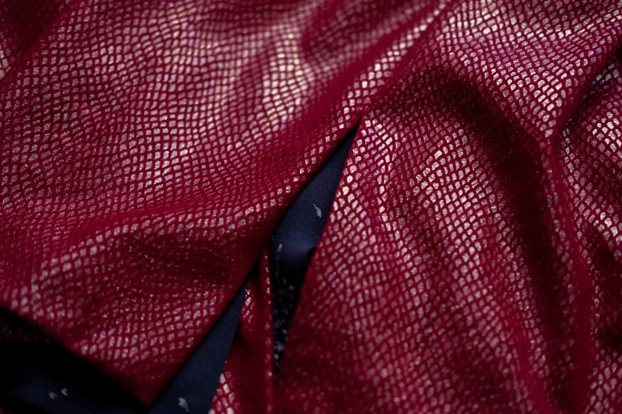 Women’s Wine Red Mini Skirt with Iridescent Snake Skin Pattern — Order ...