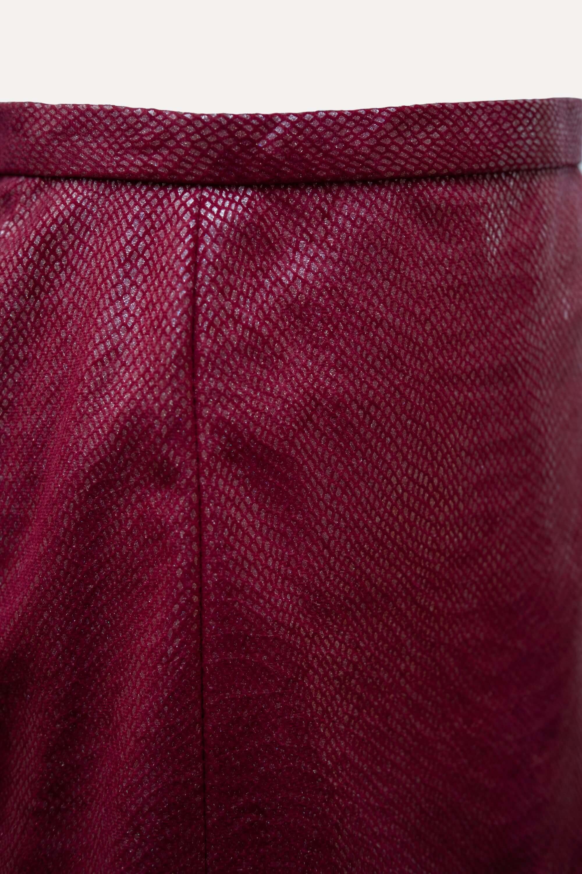 Women’s Wine Red Mini Skirt with Iridescent Snake Skin Pattern — Order ...