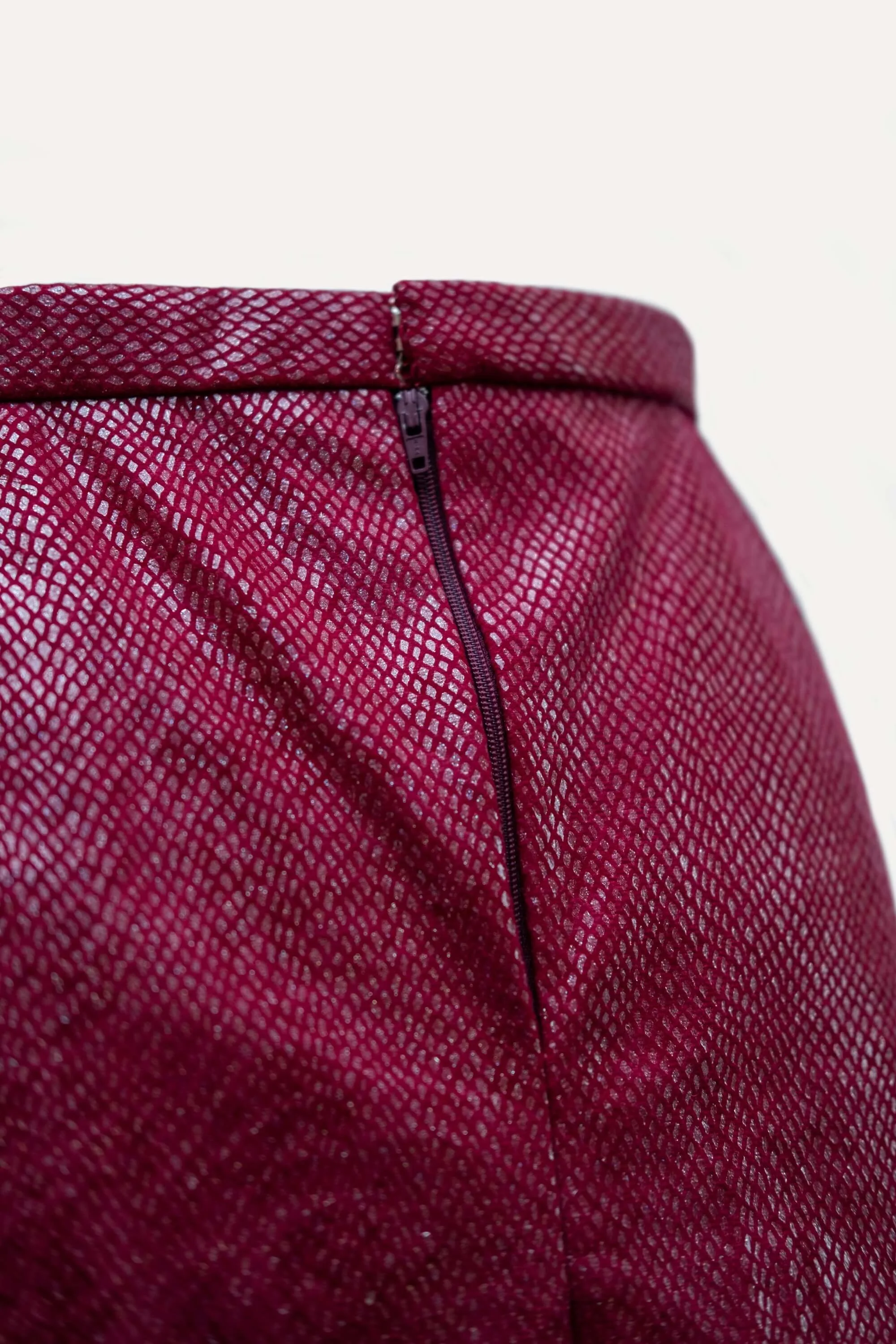 Women’s Wine Red Mini Skirt with Iridescent Snake Skin Pattern — Order ...