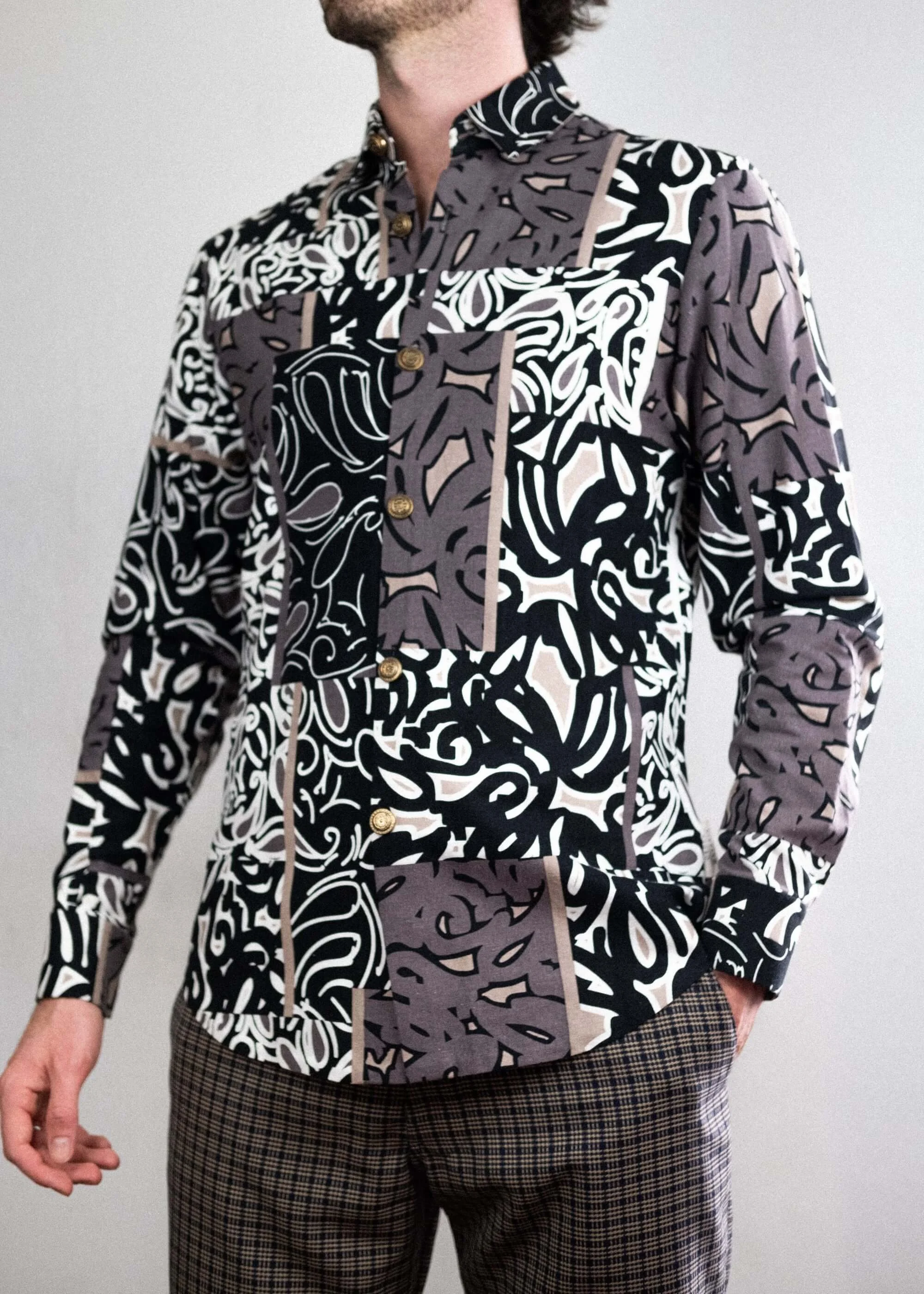 Men’s ‘Scrawl’ patterned Cotton Shirt. — Order Materia