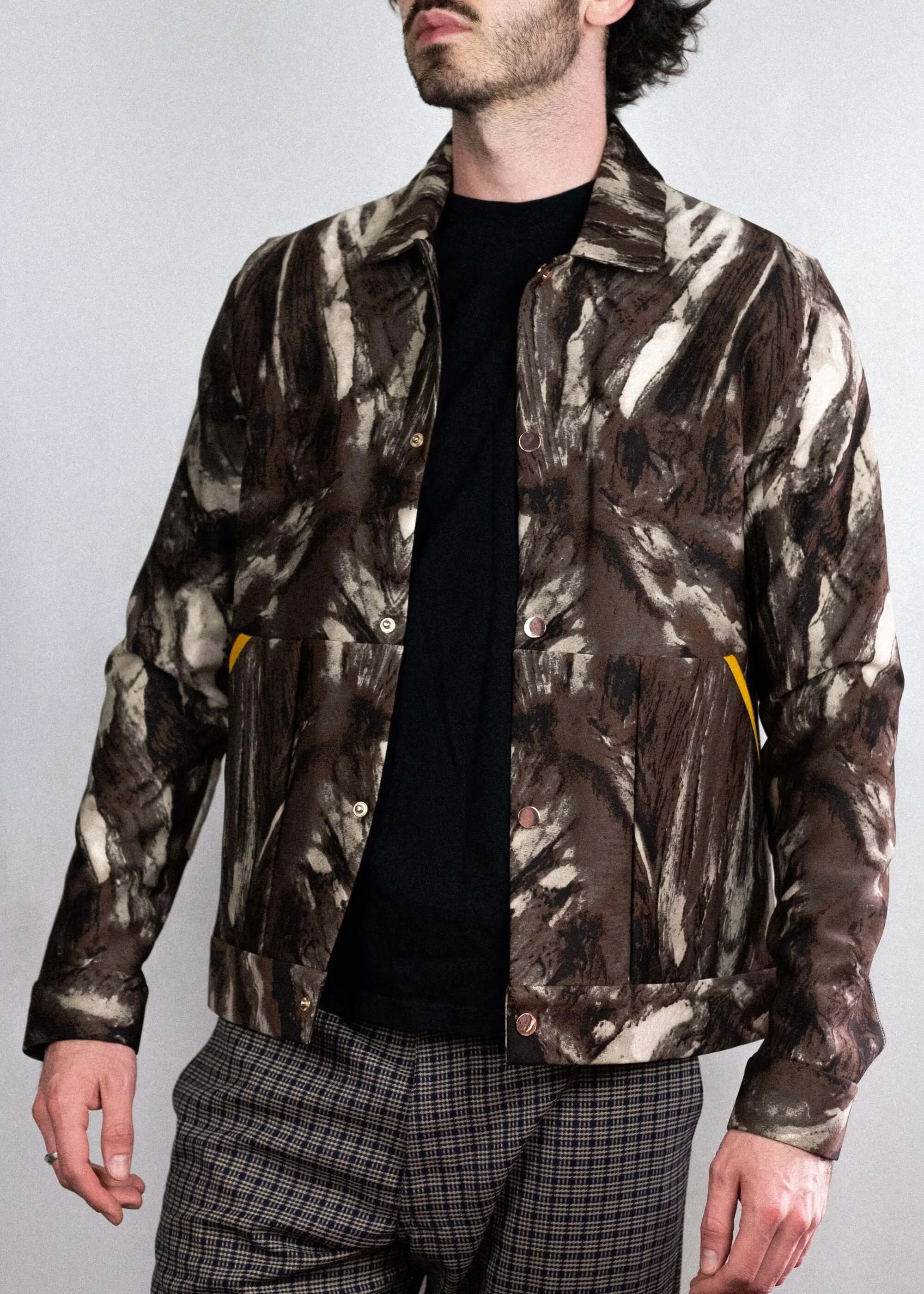 Men’s ‘Fossil’ pattern Scuba fabric Jacket. OM Classic Cut. — Order Materia