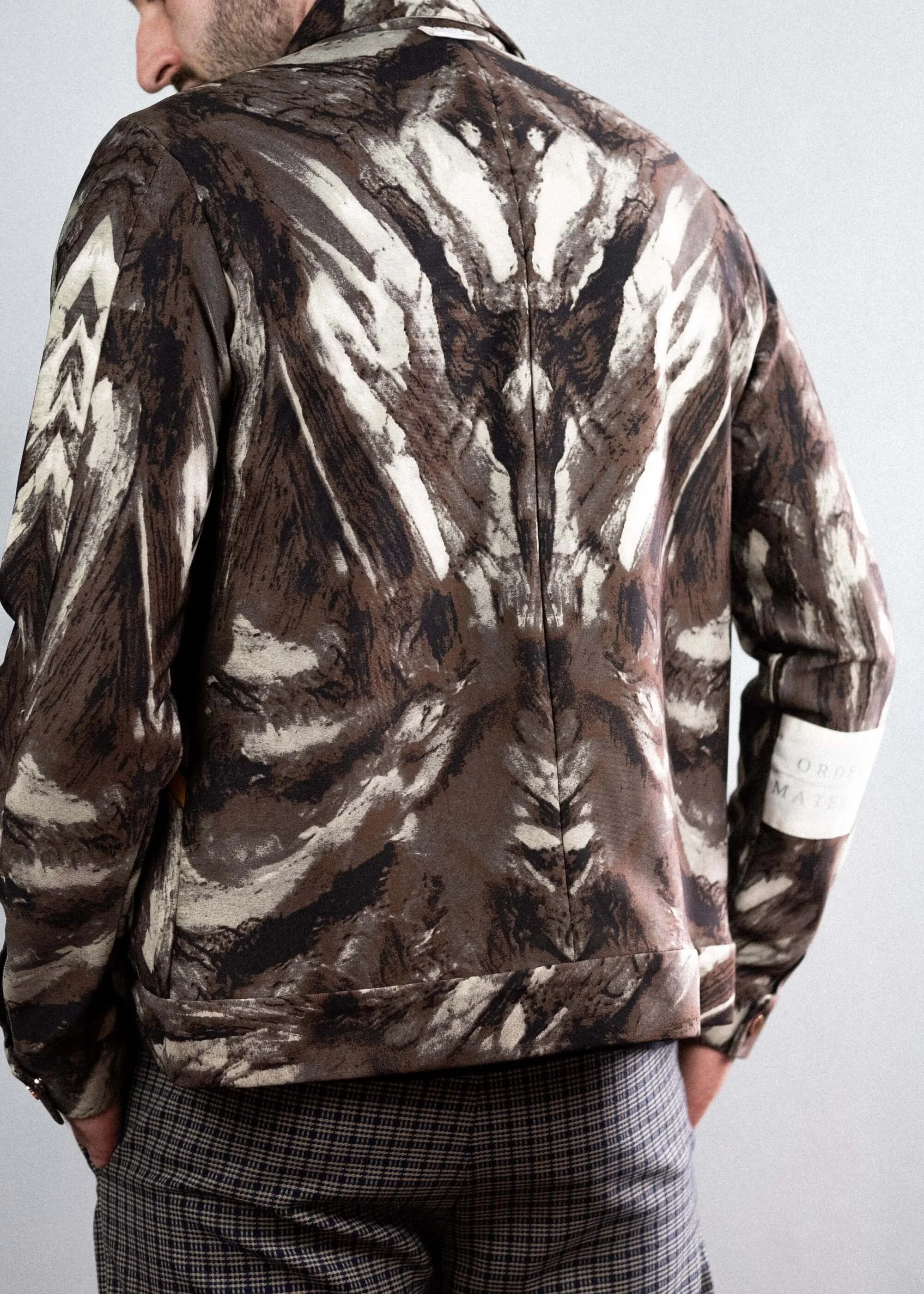 Men’s ‘Fossil’ pattern Scuba fabric Jacket. OM Classic Cut. — Order Materia