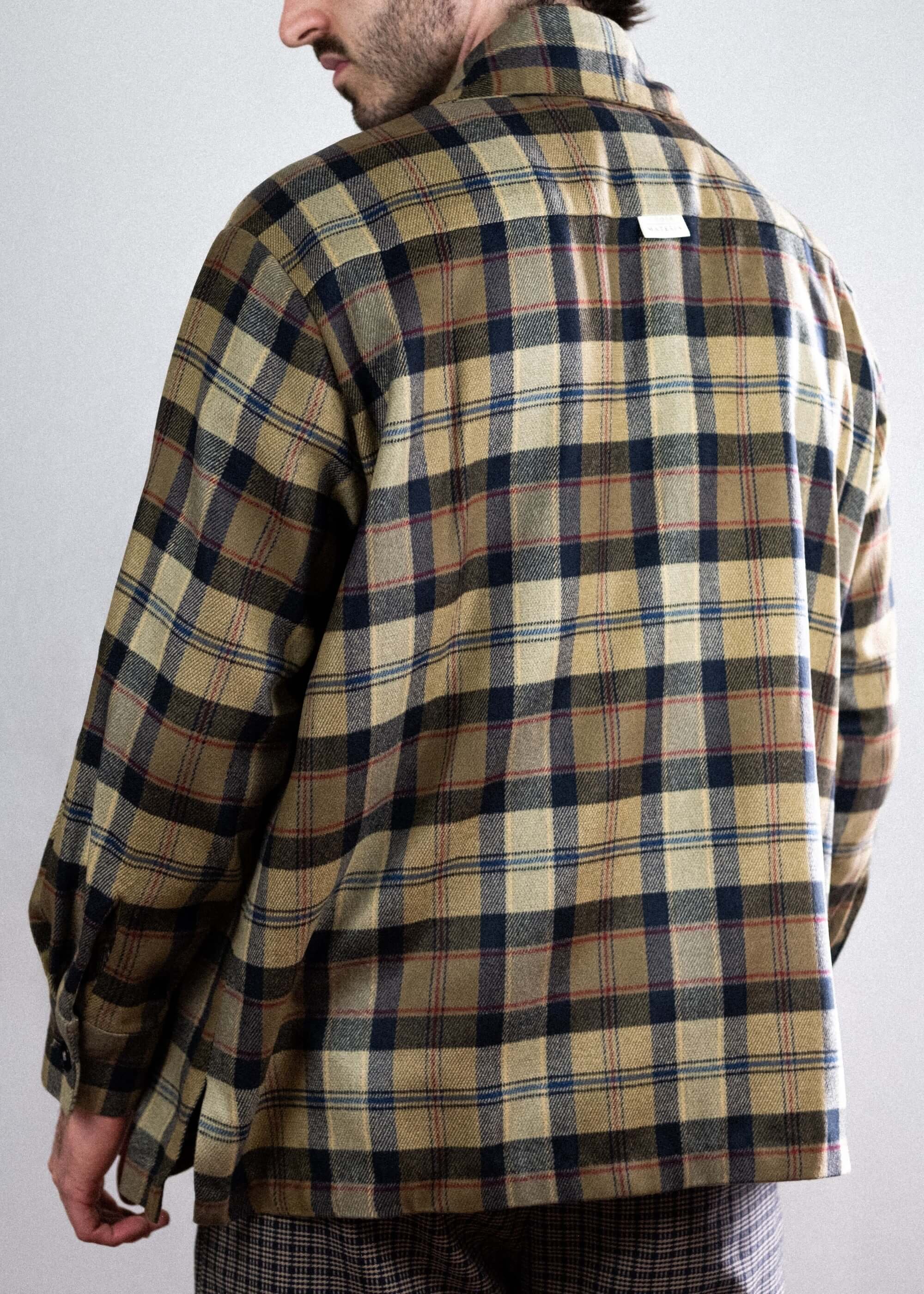 Men’s Soft Brushed Wool Olive, Light Sage Green and Darkest Blue Check ...