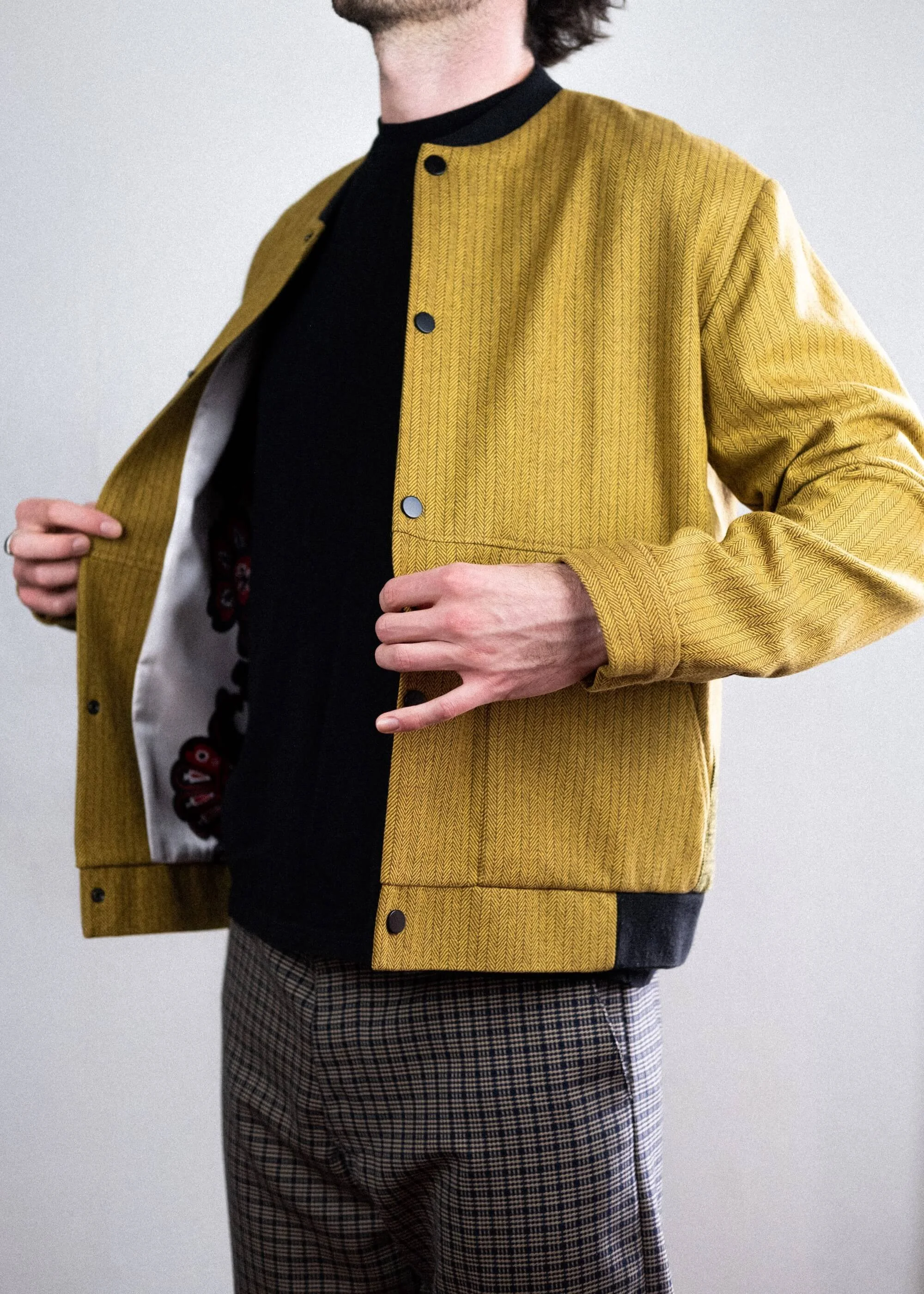 Men’s ‘Mustard’ 100% British Herringbone Tweed Wool Jacket. OM Bomber ...