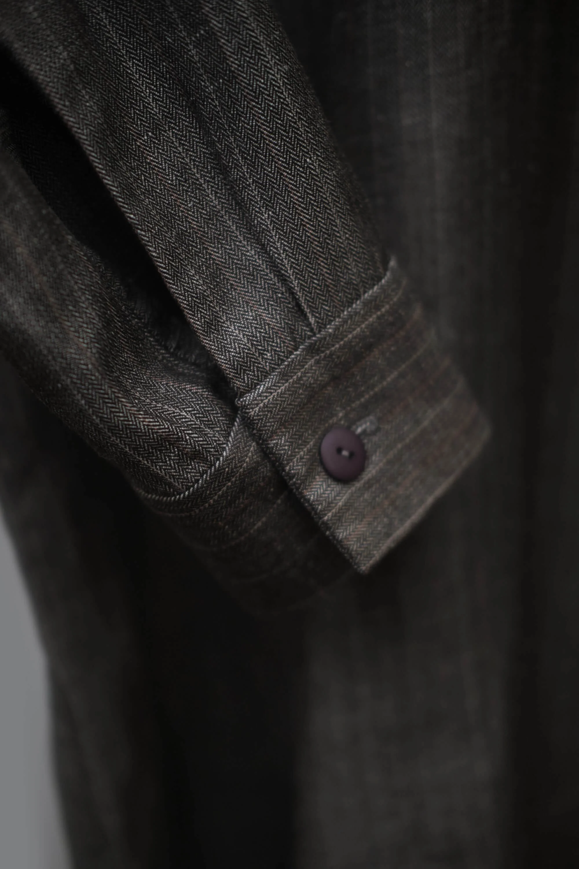 Men's Elephant Grey Mandarin Collar Short Placket Shirt with Slight ...
