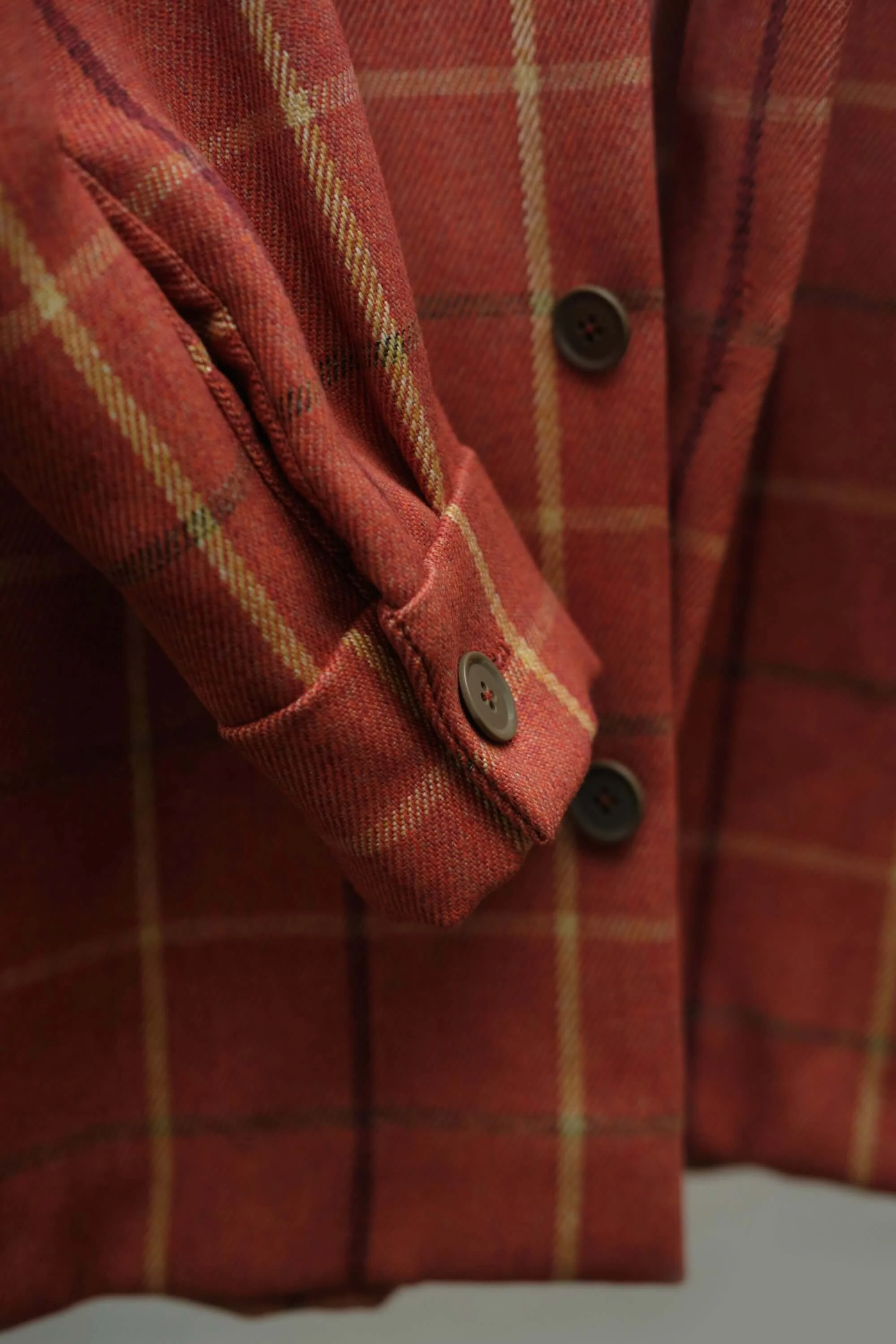 Men's Rust Coloured Check Over Shirt — Order Materia