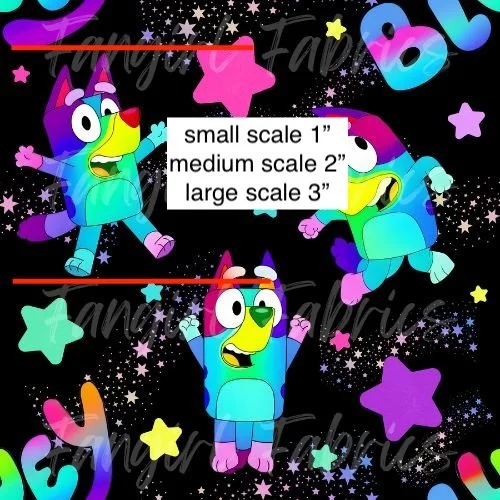 Bluey, Stars, Neon — Fangirl Fabrics