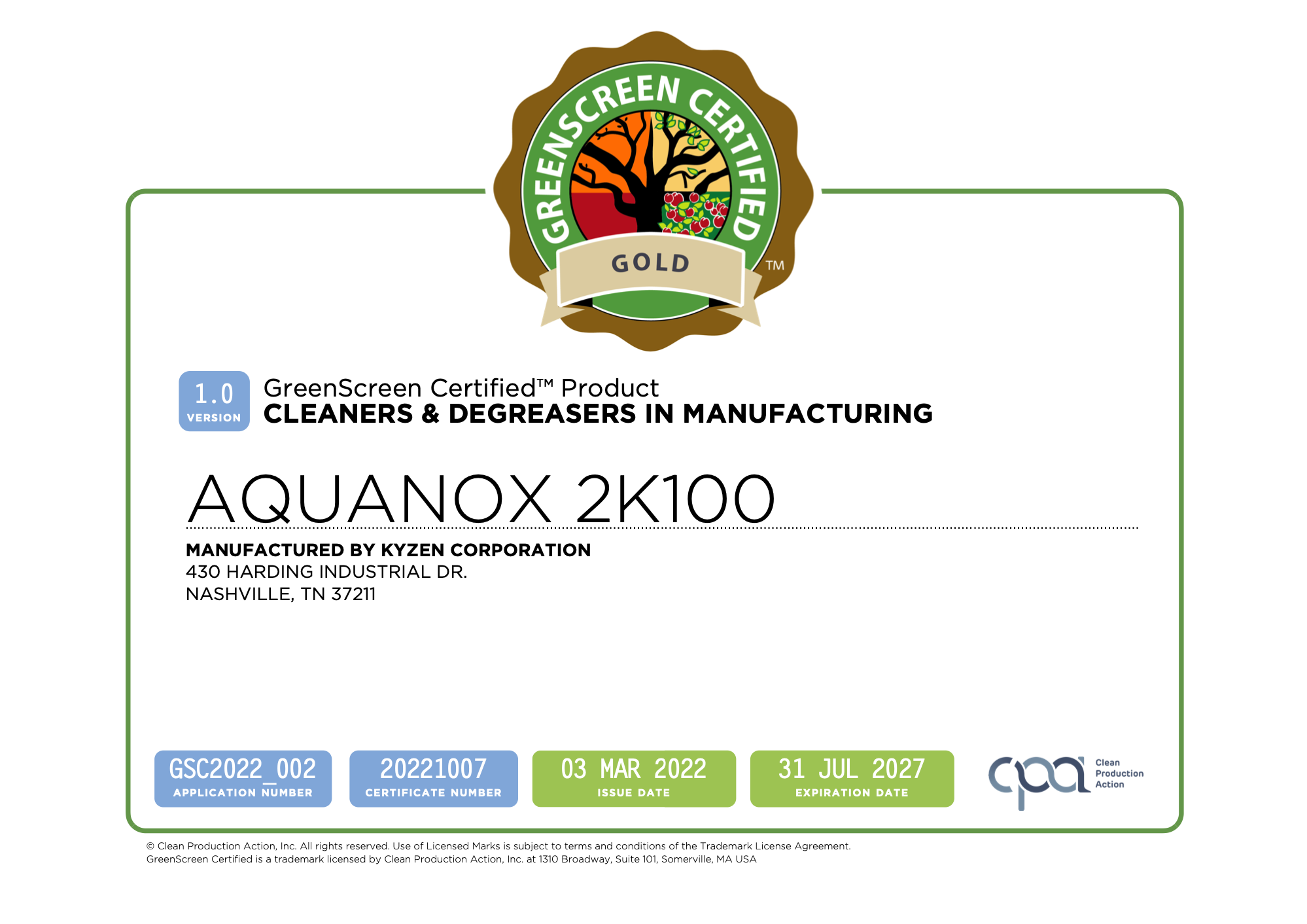 Aquanox 2K100 — ChemWorks