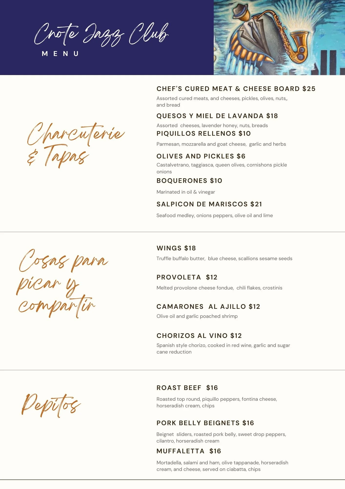MENU — C-NOTE