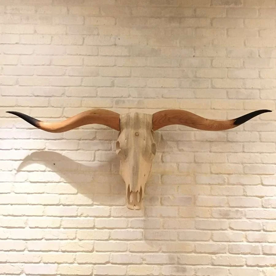 Wooden Longhorn Skull — Ben Roth Design