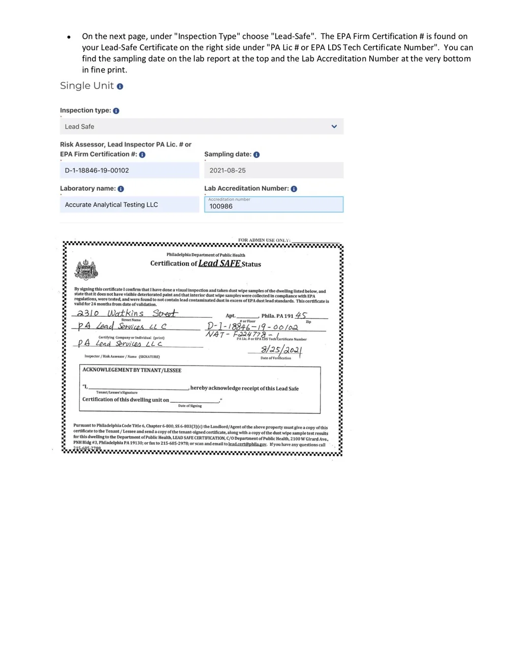 Philadelphia Lead Portal Instructions — Salus Lead Services, LLC