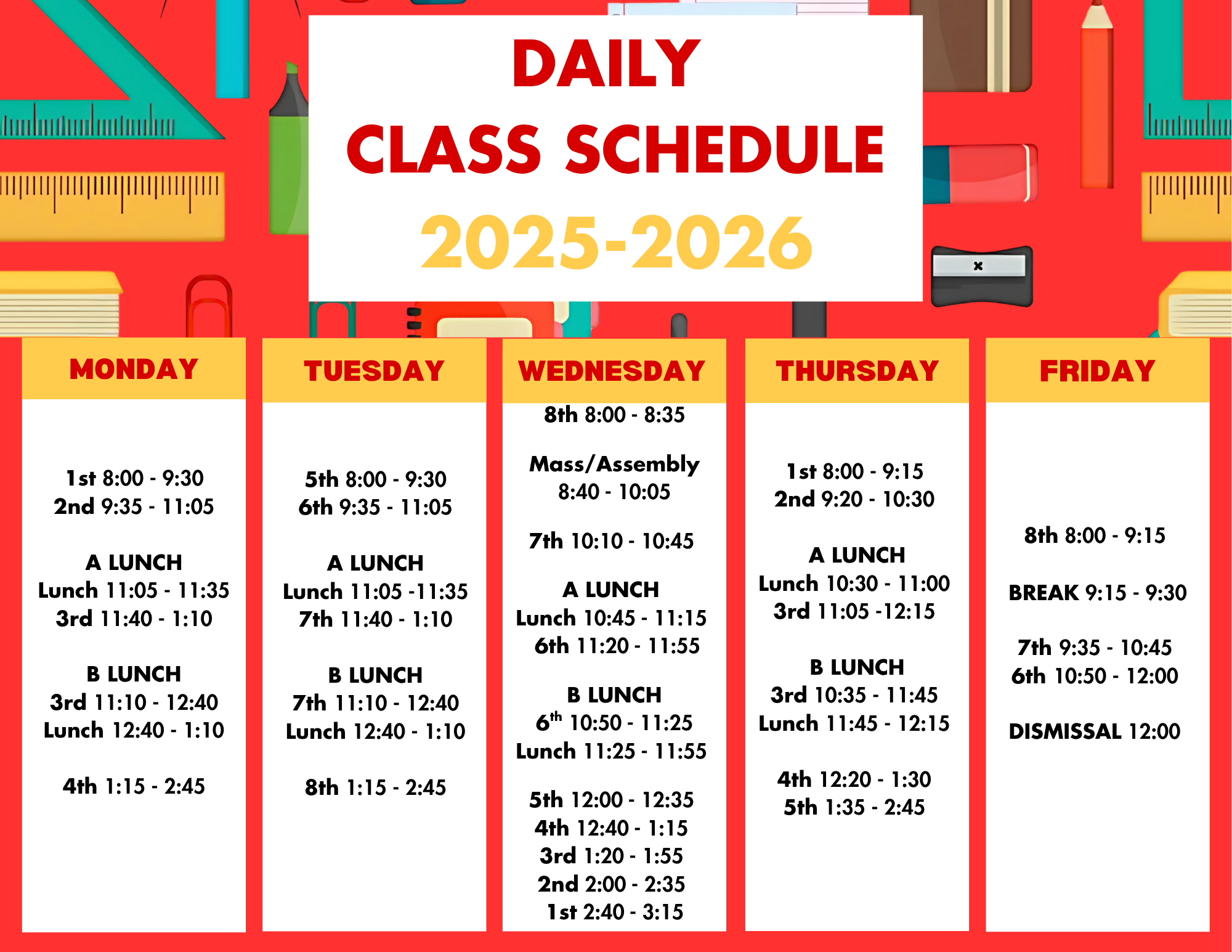 Bell Schedule — Judge Memorial | Diverse & Inclusive College ...