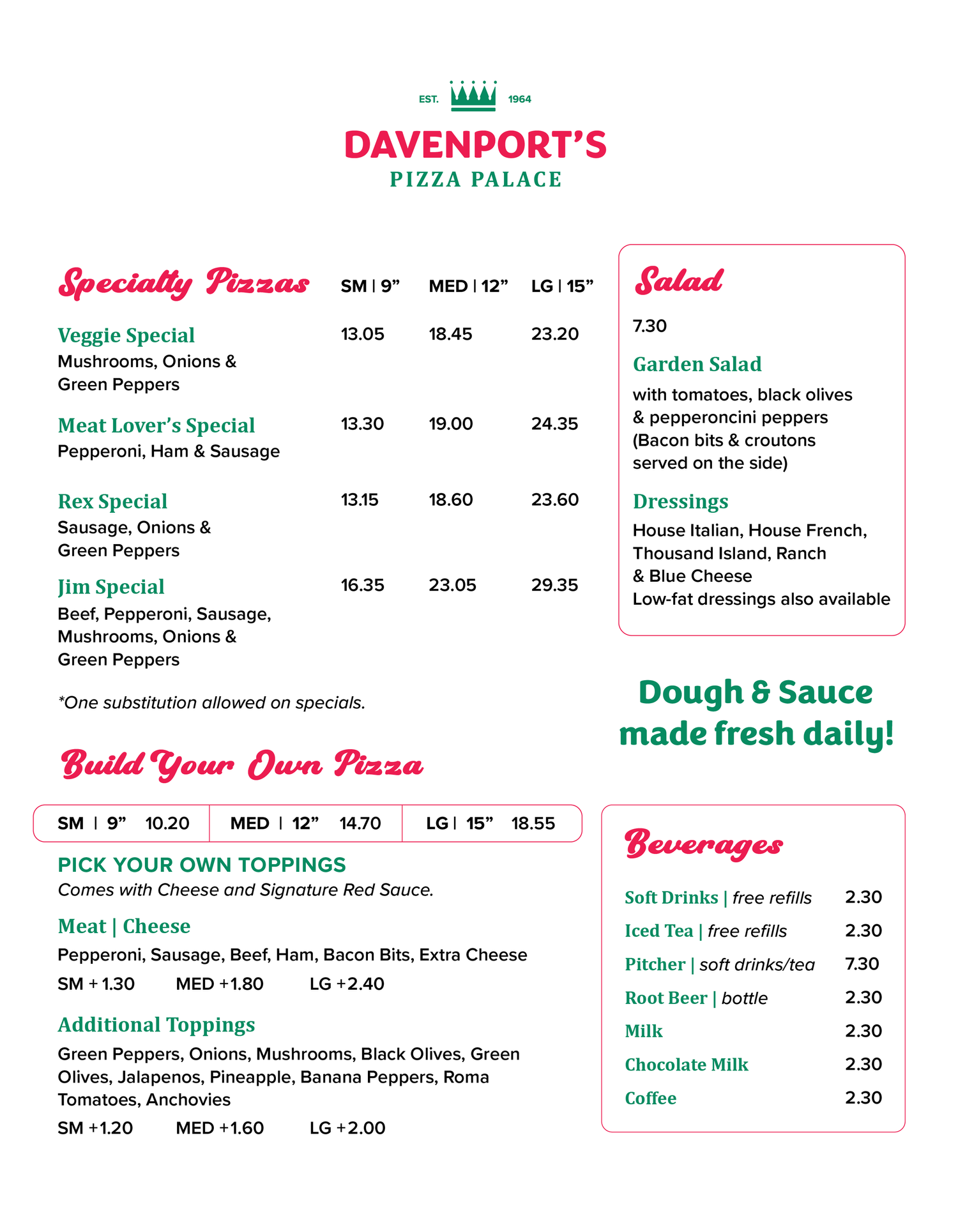 View Our Menu — Davenports Pizza Palace
