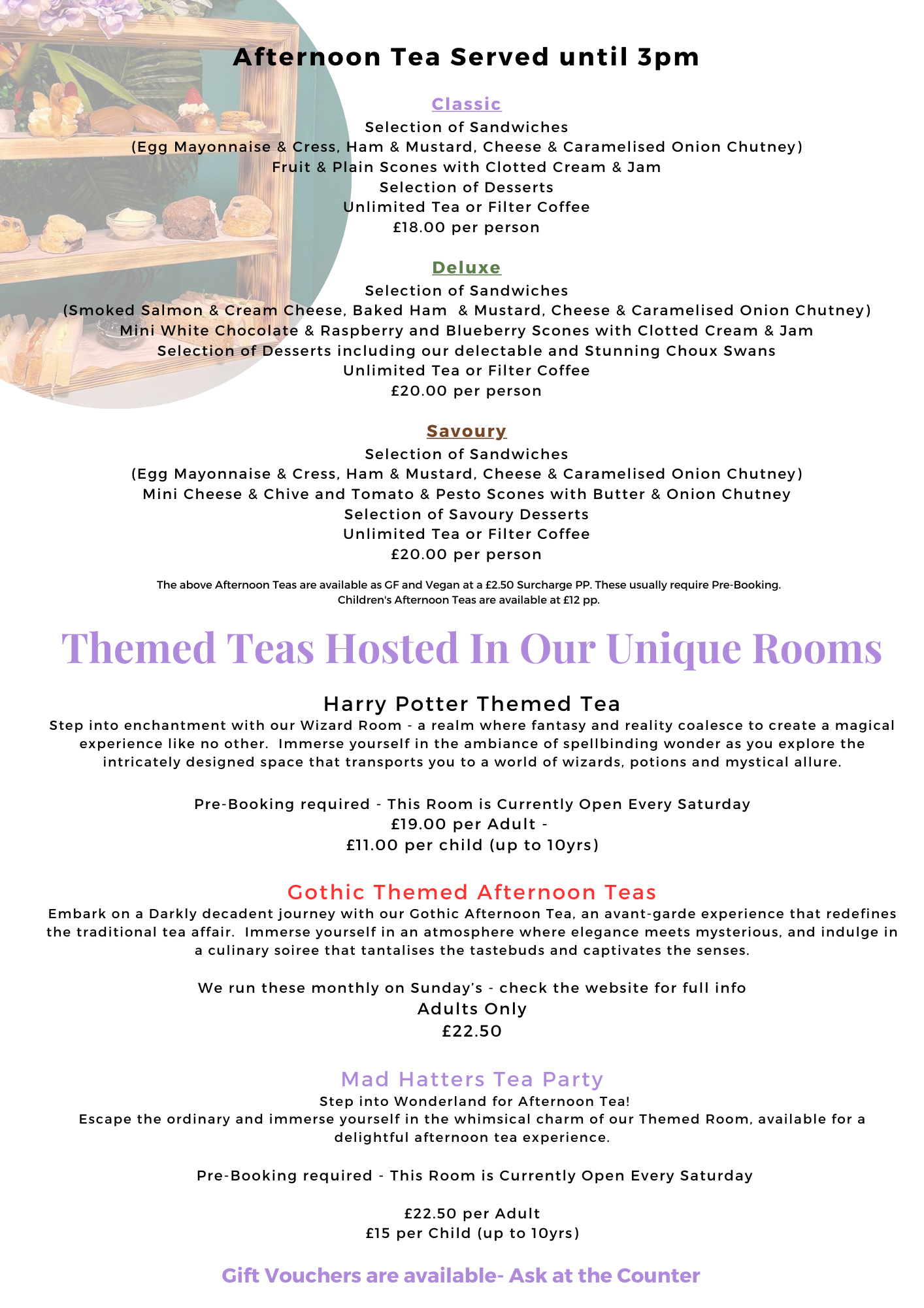"Menu at The Tea Rooms Folkestone | Afternoon Tea, Cakes, Breakfast ...