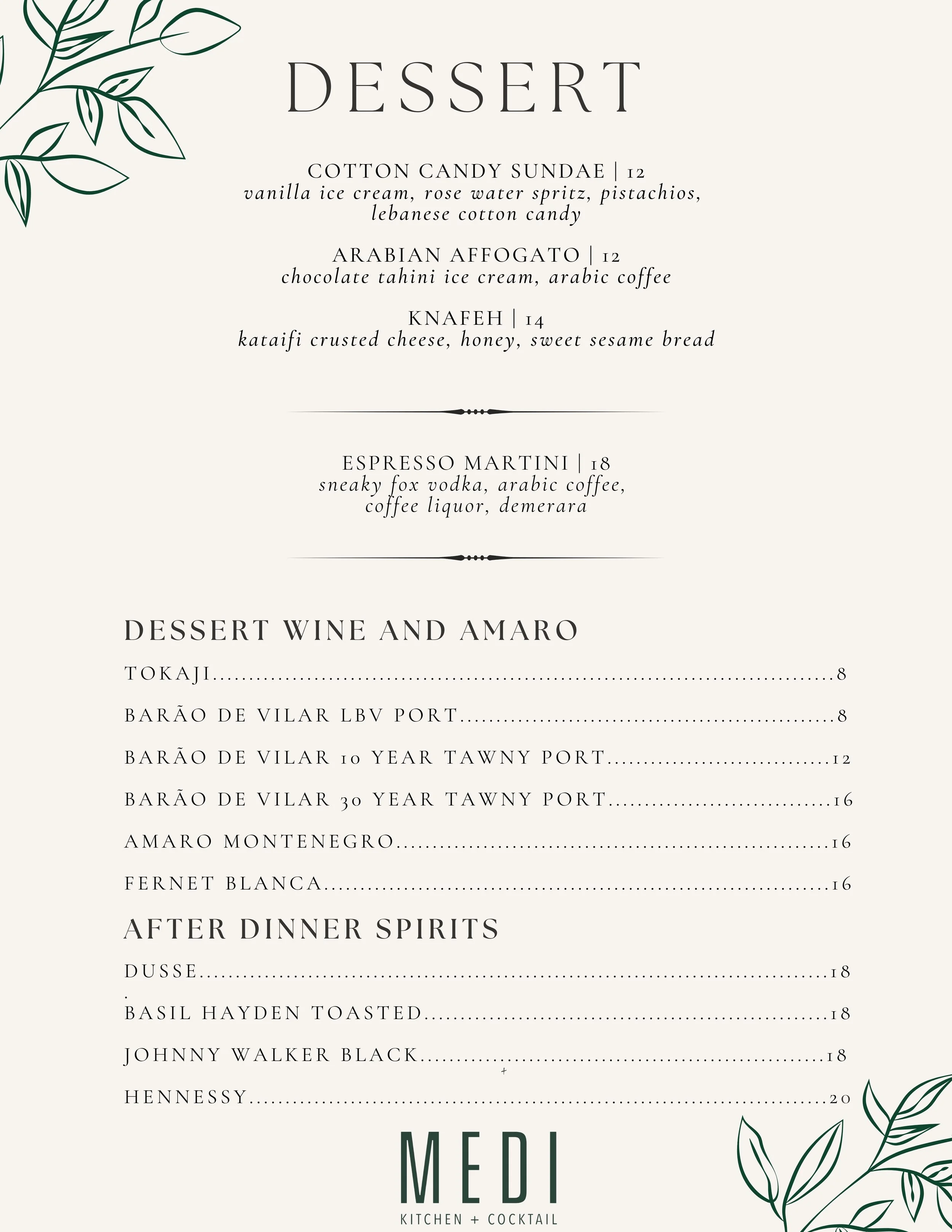 Menus — Medi Kitchen & Cocktail