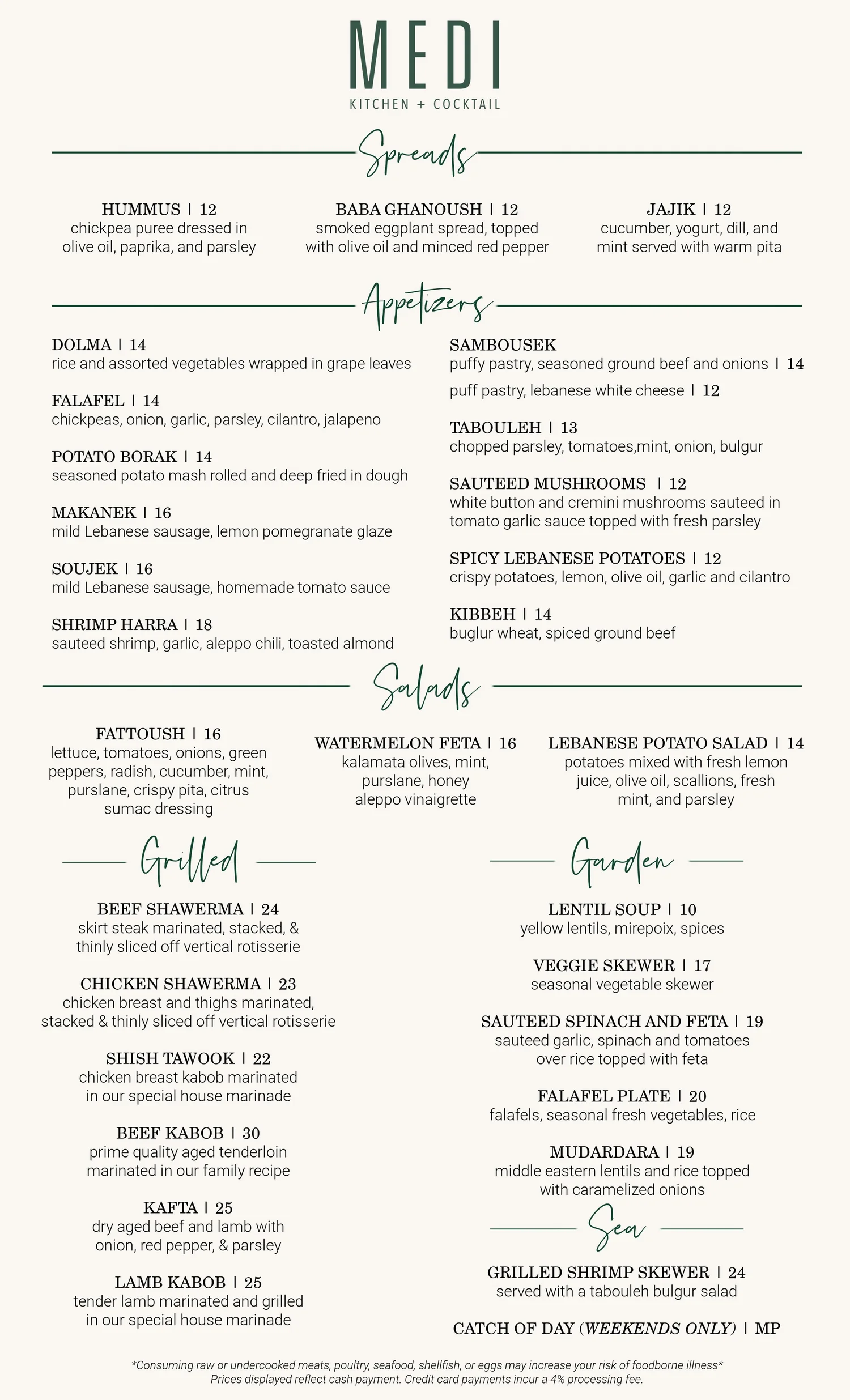 Menus — Medi Kitchen & Cocktail