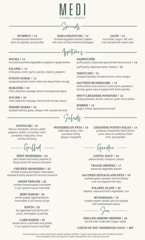 Menus — Medi Kitchen & Cocktail