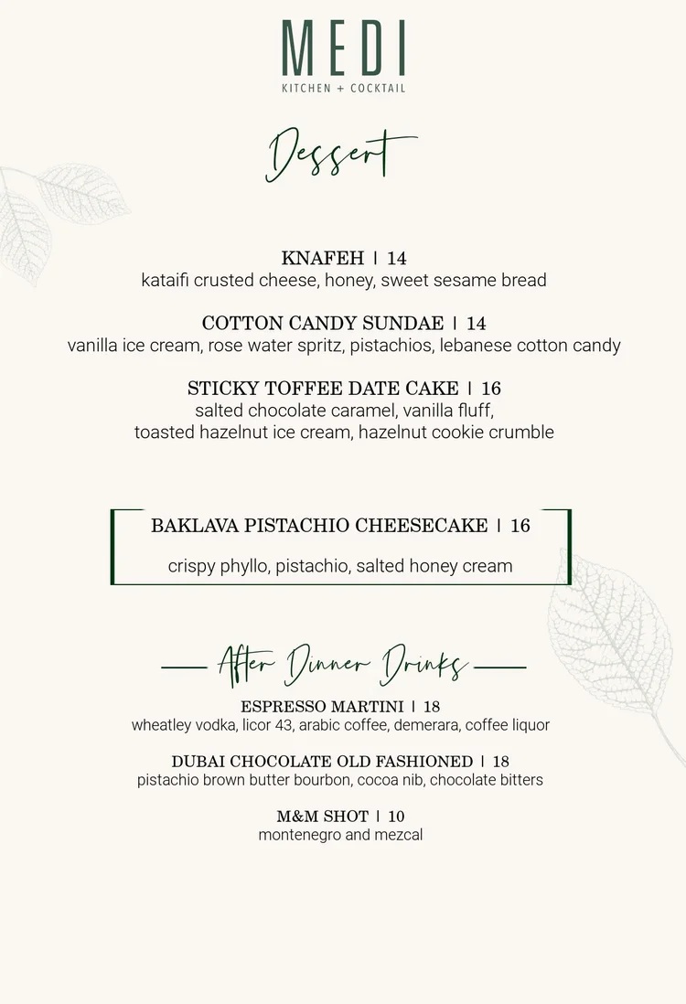Menus | Discover Menus & Order Now — Medi Kitchen & Cocktail