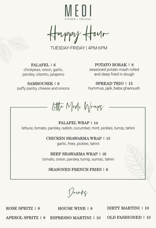 Menus — Medi Kitchen & Cocktail