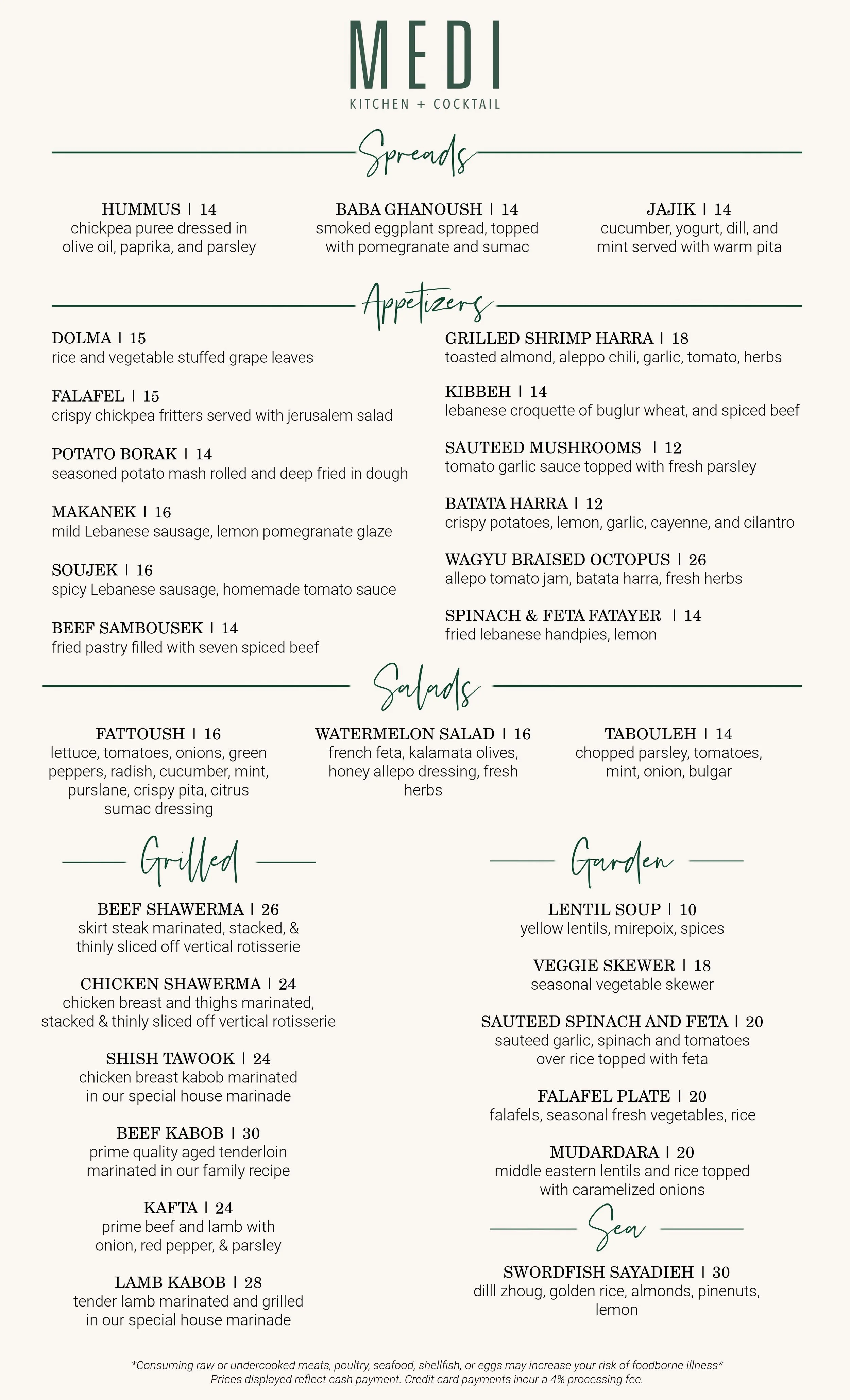 Menus | Discover Menus & Order Now — Medi Kitchen & Cocktail